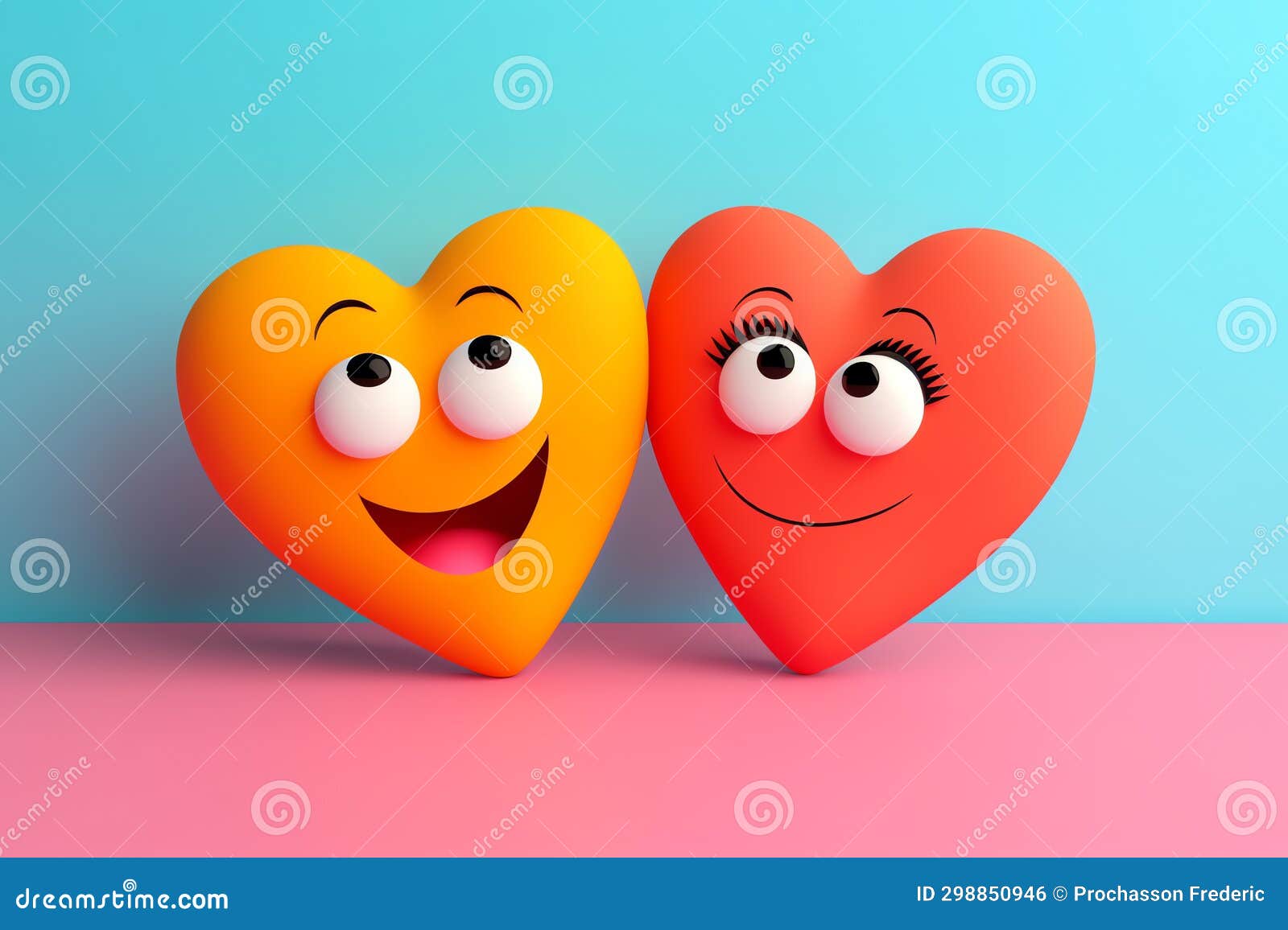 Funny hearts, AI generated stock illustration. Illustration of anime ...