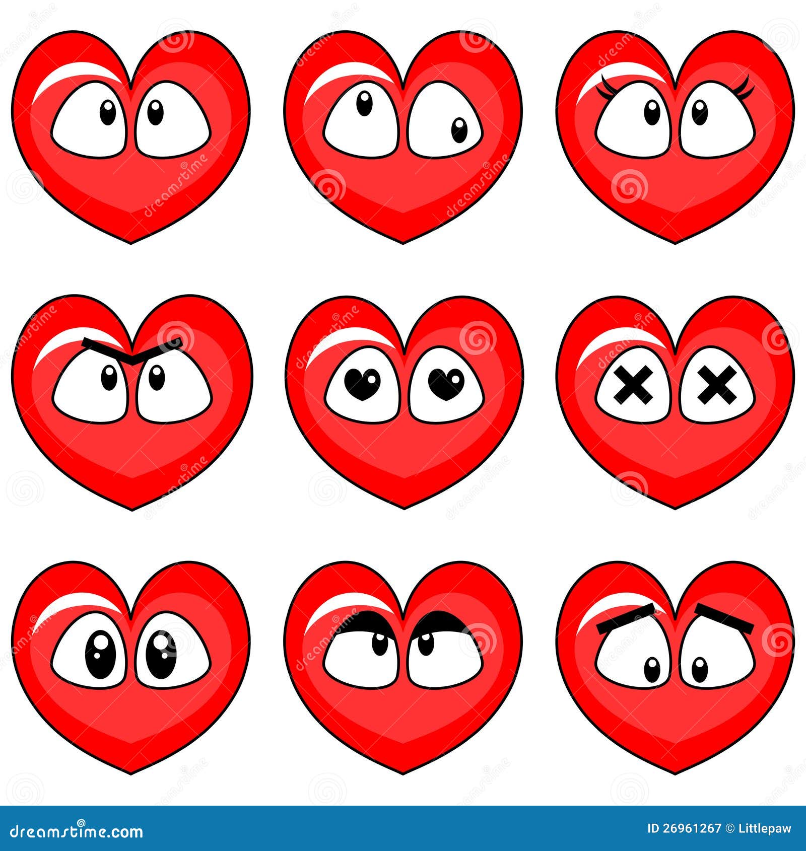 Funny hearts set stock vector. Illustration of romantic - 26961267