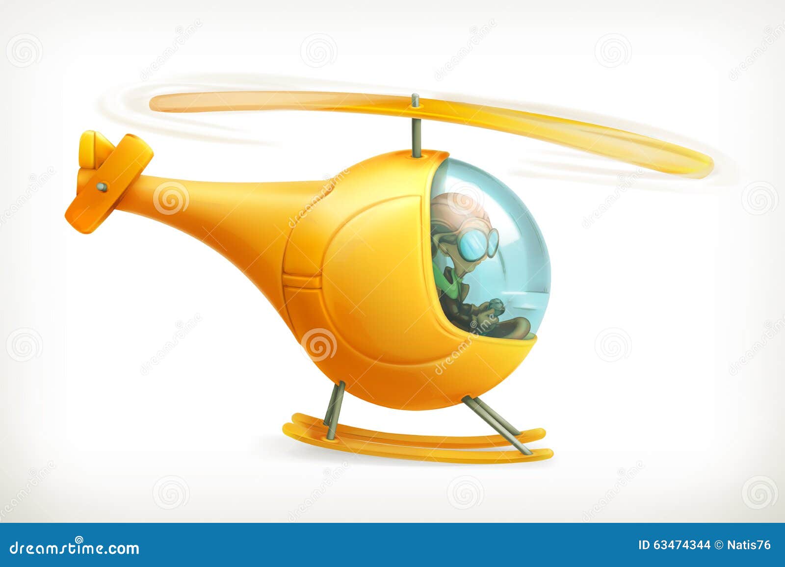 Funny Helicopter Cartoon Vector With Cute Pilot On Striped Background ...