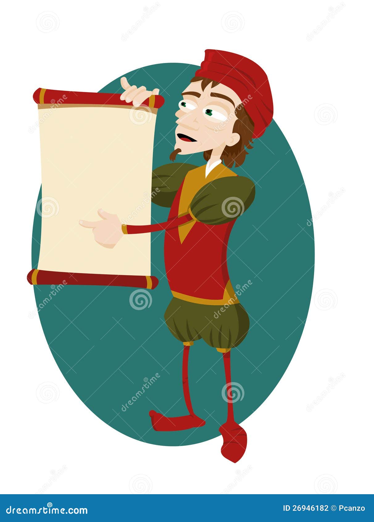 Funny Herald Showing a Blank Scroll Stock Vector - Illustration of ...