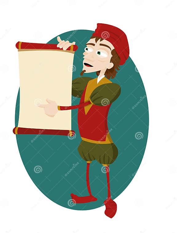 Funny Herald Showing a Blank Scroll Stock Vector - Illustration of ...