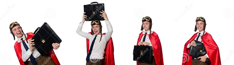 The Funny Here with Briefcase Isolated on the White Stock Image - Image ...
