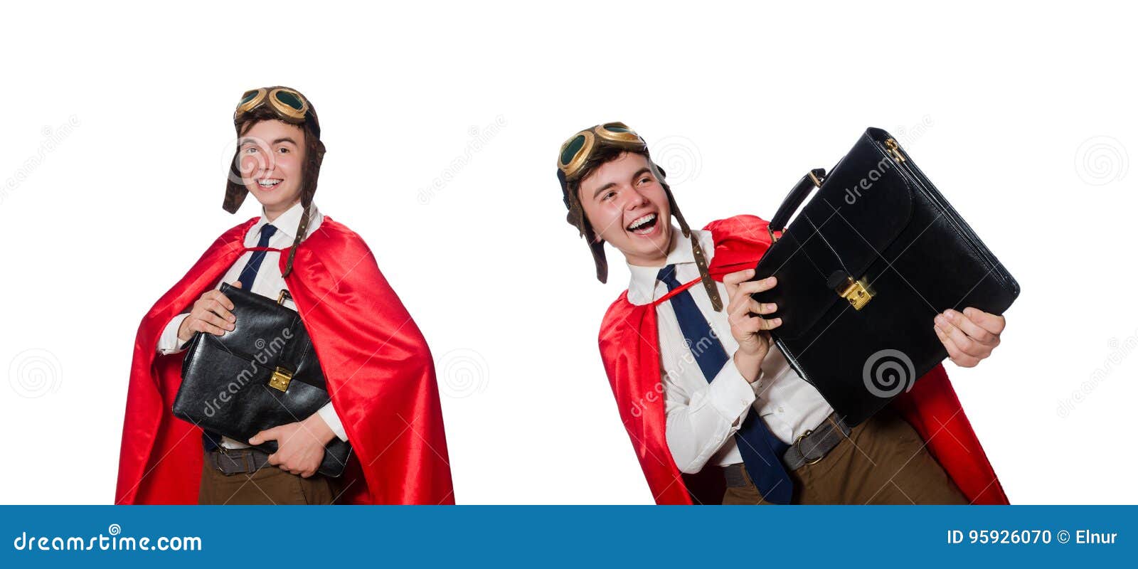 The Funny Here with Briefcase Isolated on the White Stock Photo - Image ...