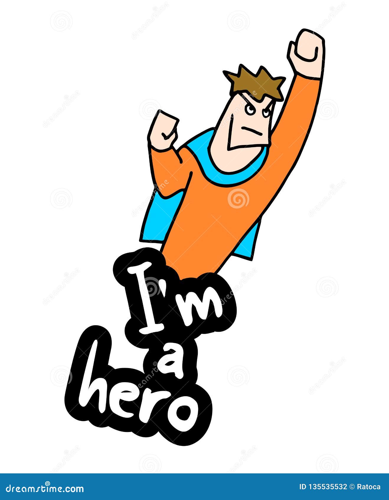 Funny hero illustration stock vector. Illustration of cape - 135535532