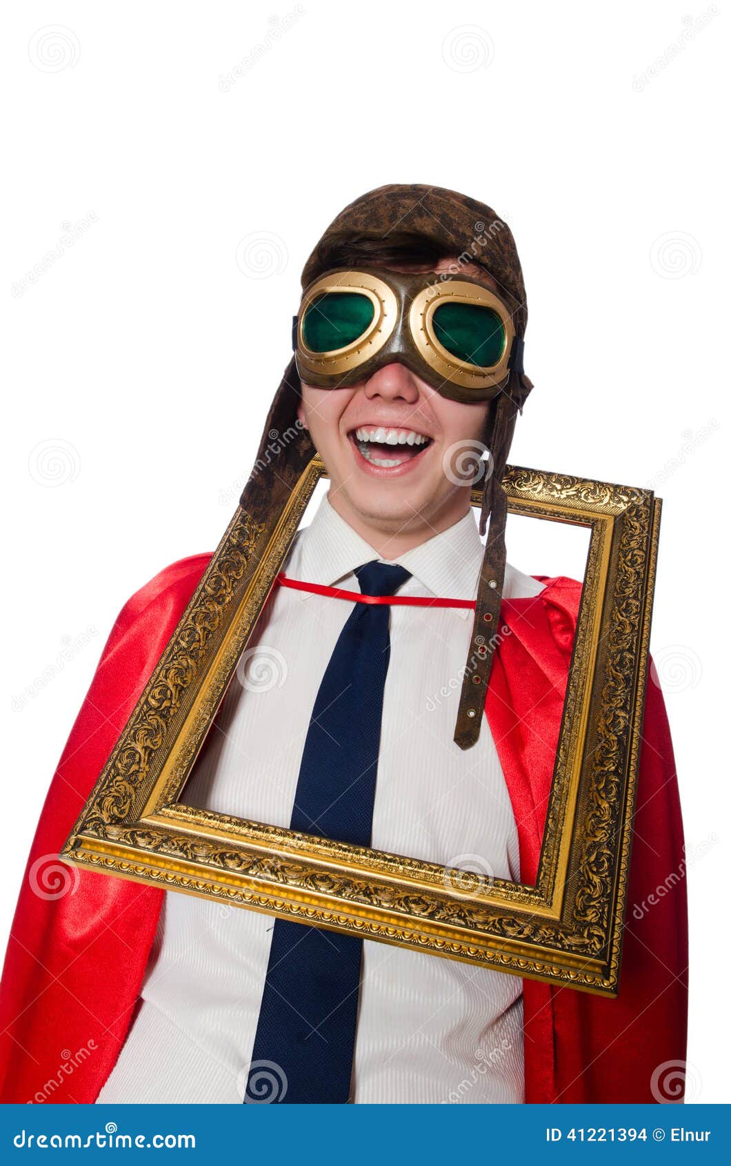 Funny hero isolated stock photo. Image of powerful, aviator - 41221394