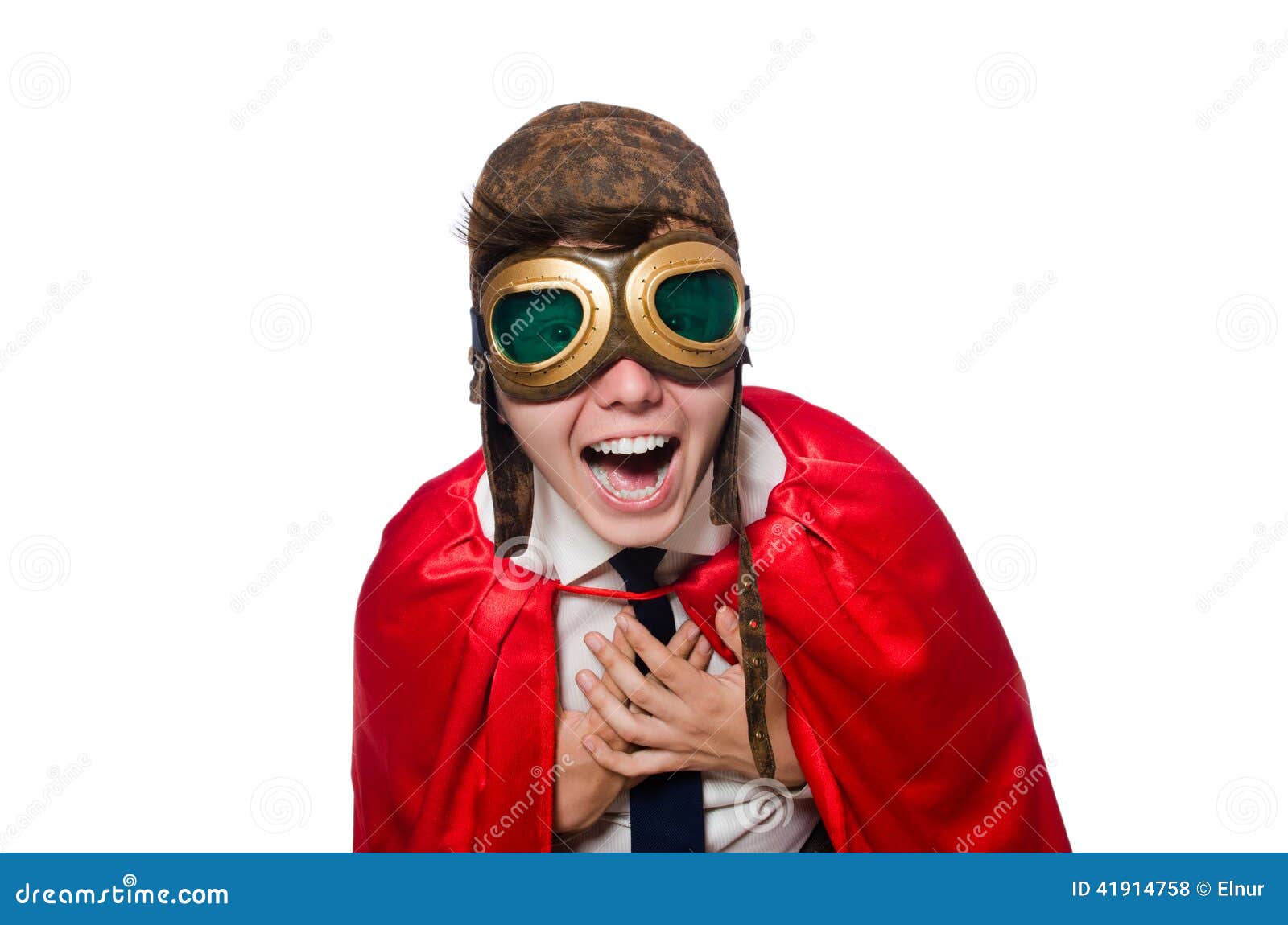 Funny hero isolated stock photo. Image of laughing, aviator - 41914758