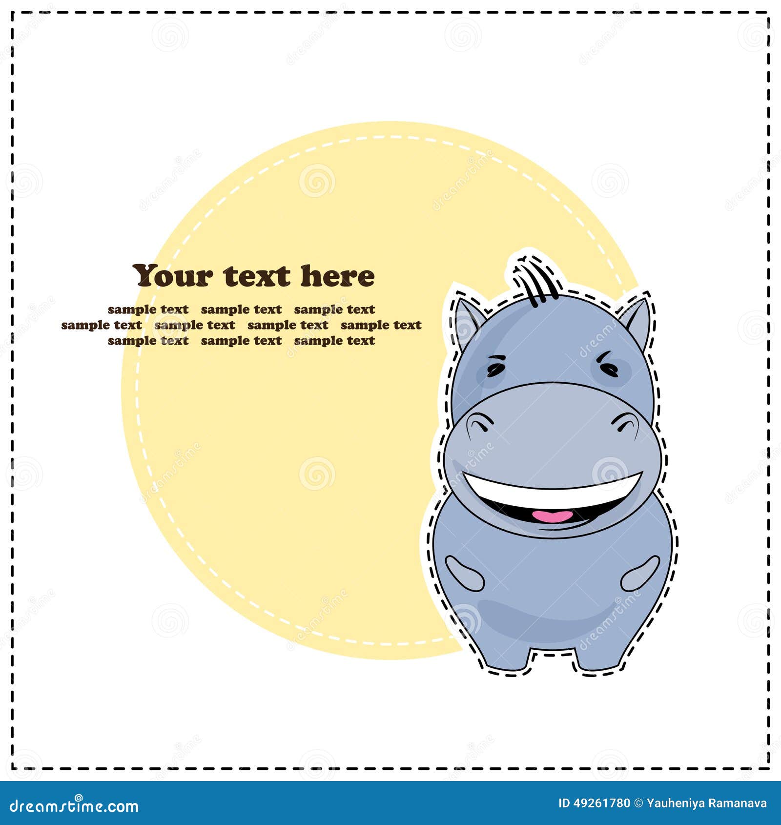 Funny Hippo, Greeting Card, Vector Stock Vector - Illustration of ...
