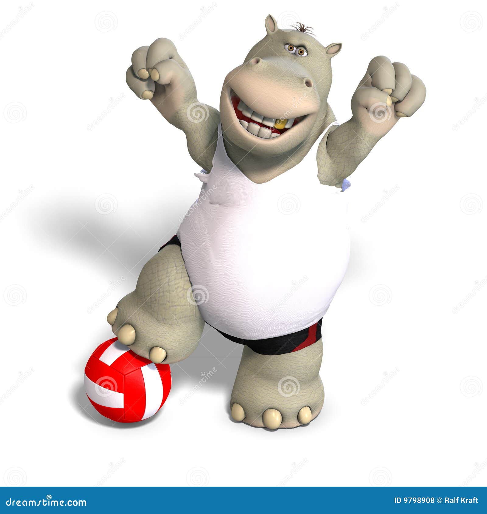 Funny Hippo Plays Volleyball Stock Illustration - Illustration of ...