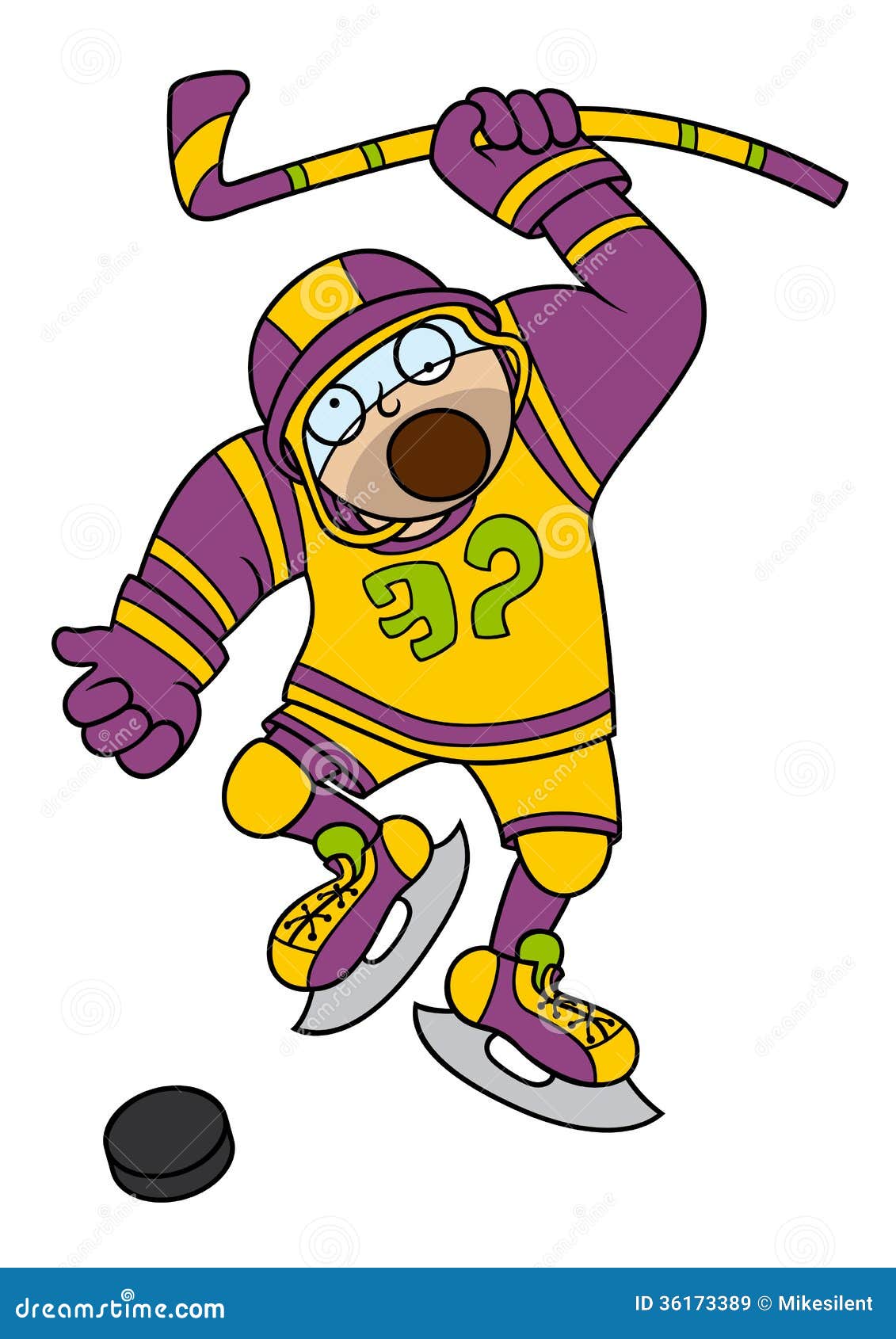 Funny Hockey Player with Stick and Puck Stock Vector - Illustration of ...