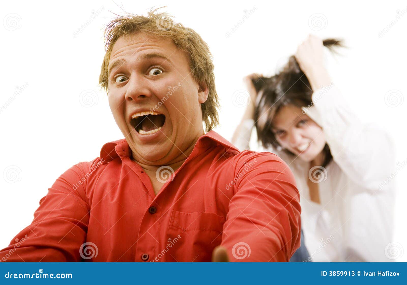 Funny horror on the faces stock image. Image of caucasian - 3859913
