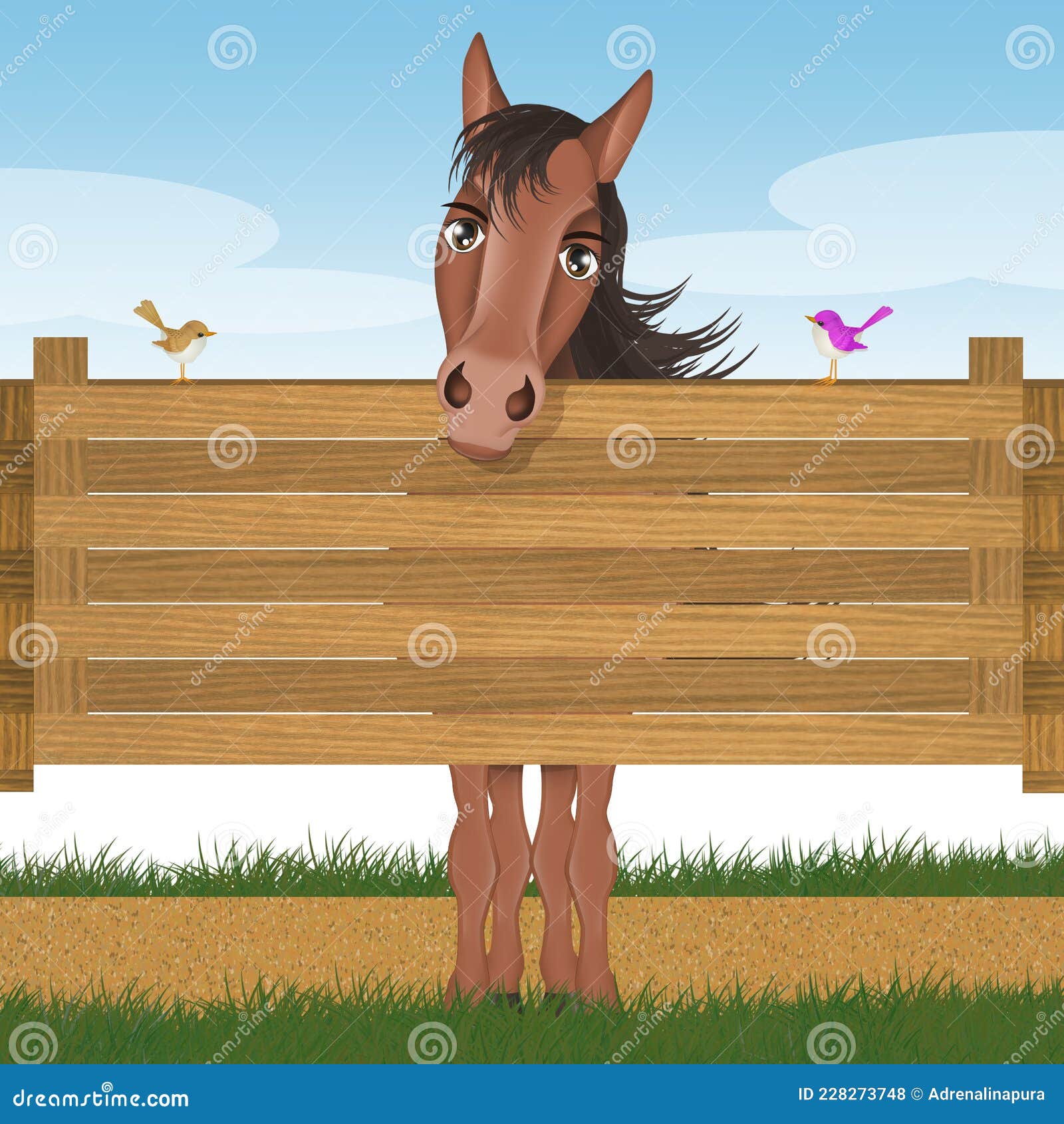 Funny horse in the stable stock illustration. Illustration of stable ...