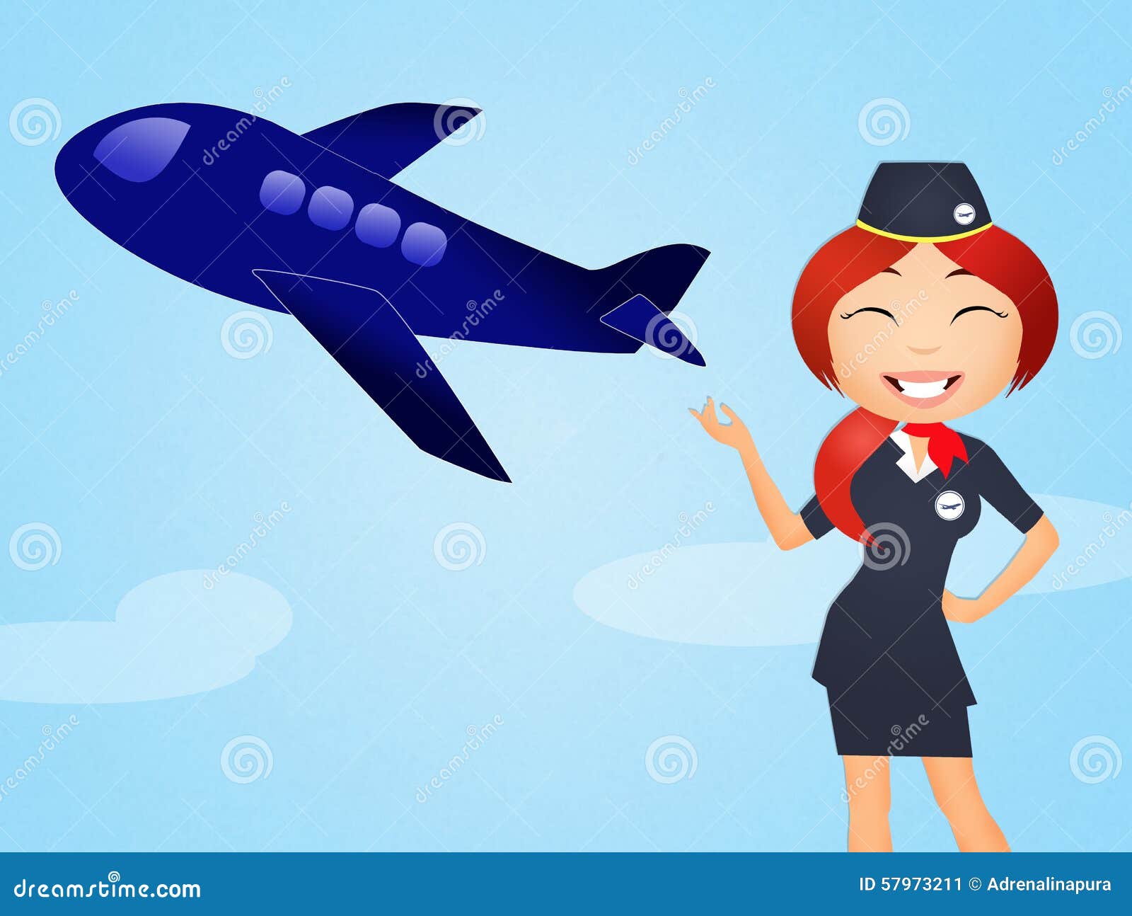 Funny hostess stock illustration. Illustration of aviation - 57973211