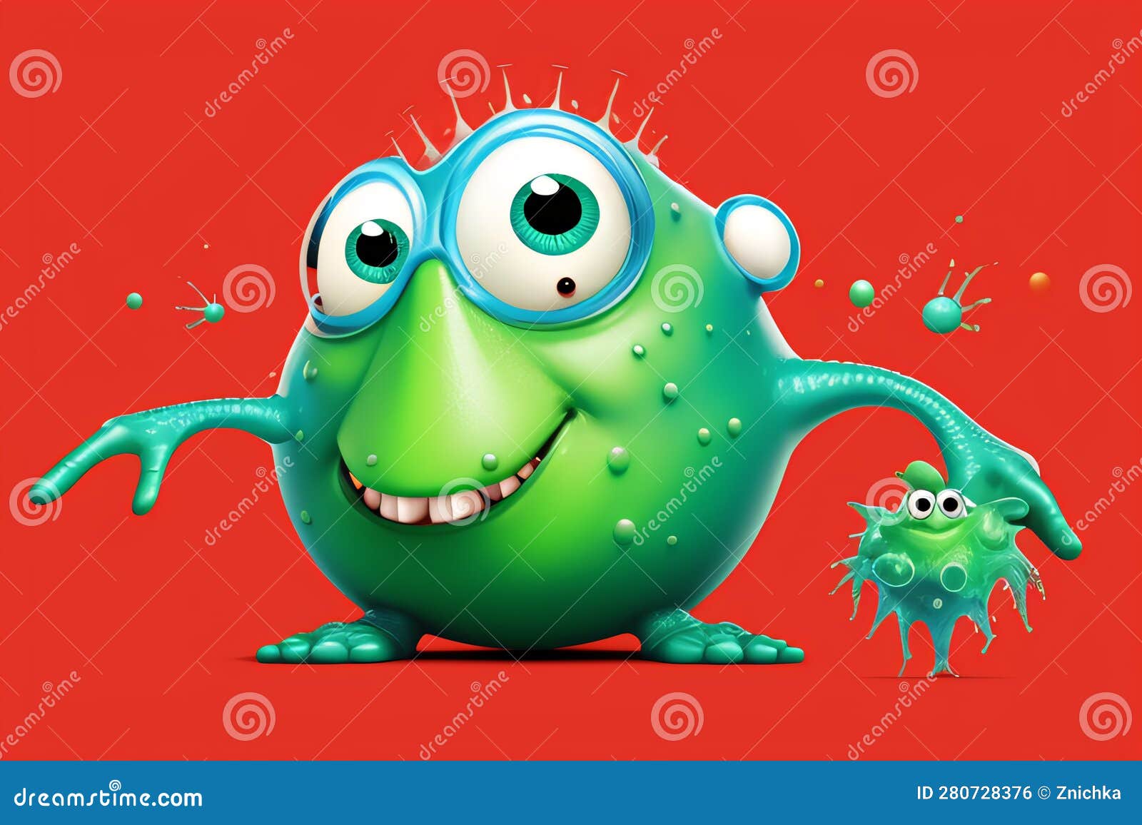 Funny Human-like Virus Character with an Evil Expression Stock ...