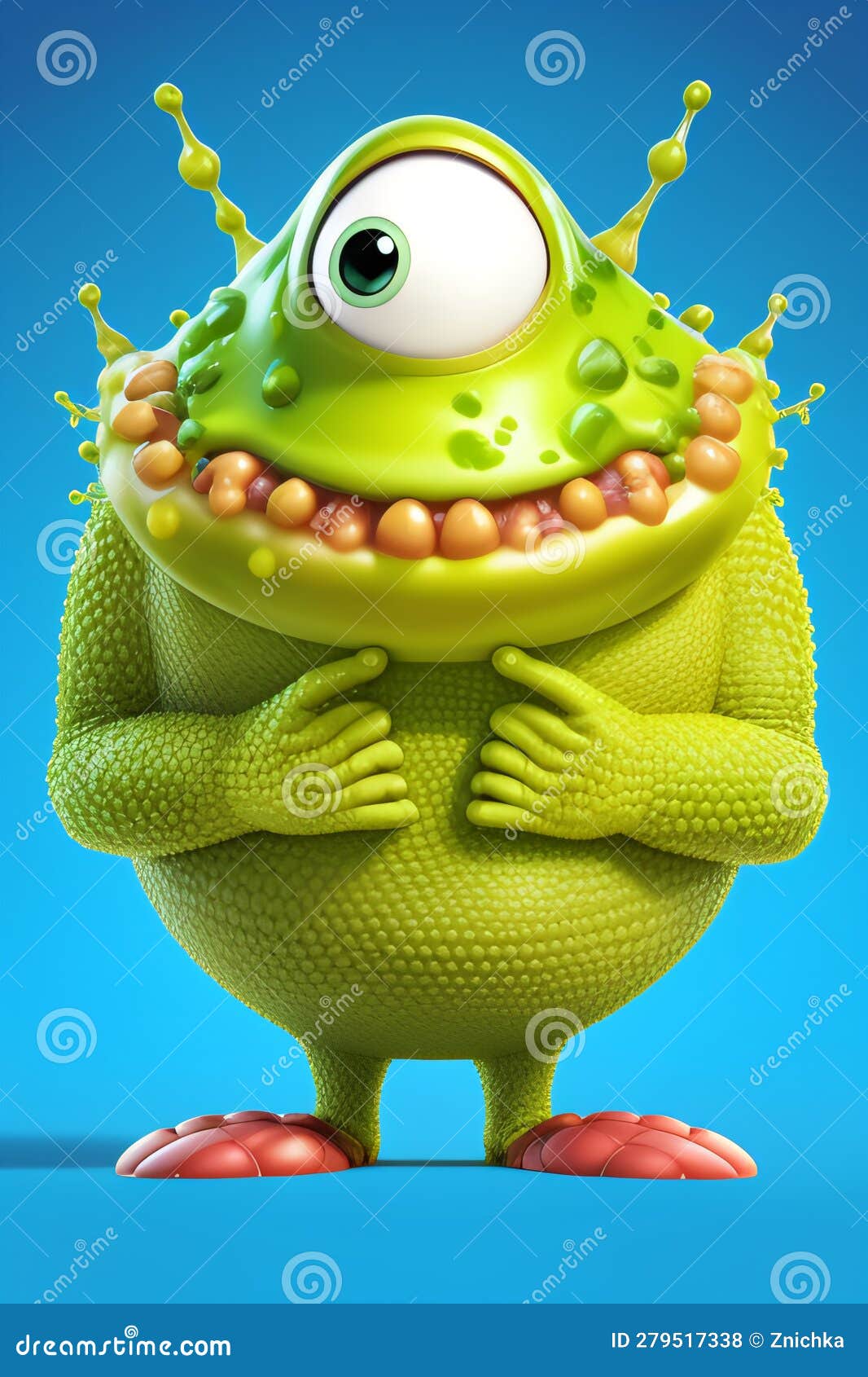 Funny Human-like Virus Character with an Evil Expression Stock Photo ...