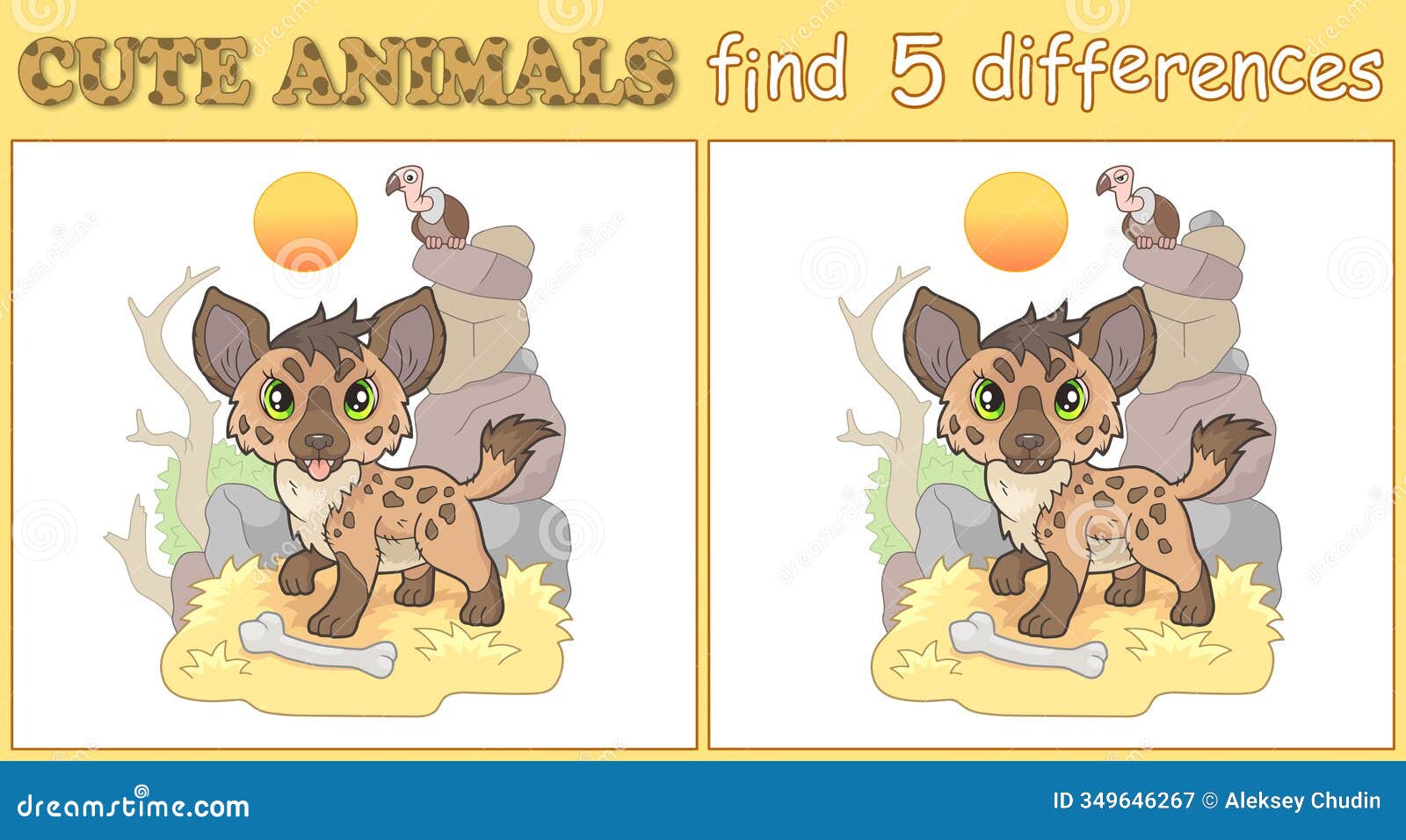 Funny Hyena, Find Five Differences Illustration Stock Illustration ...