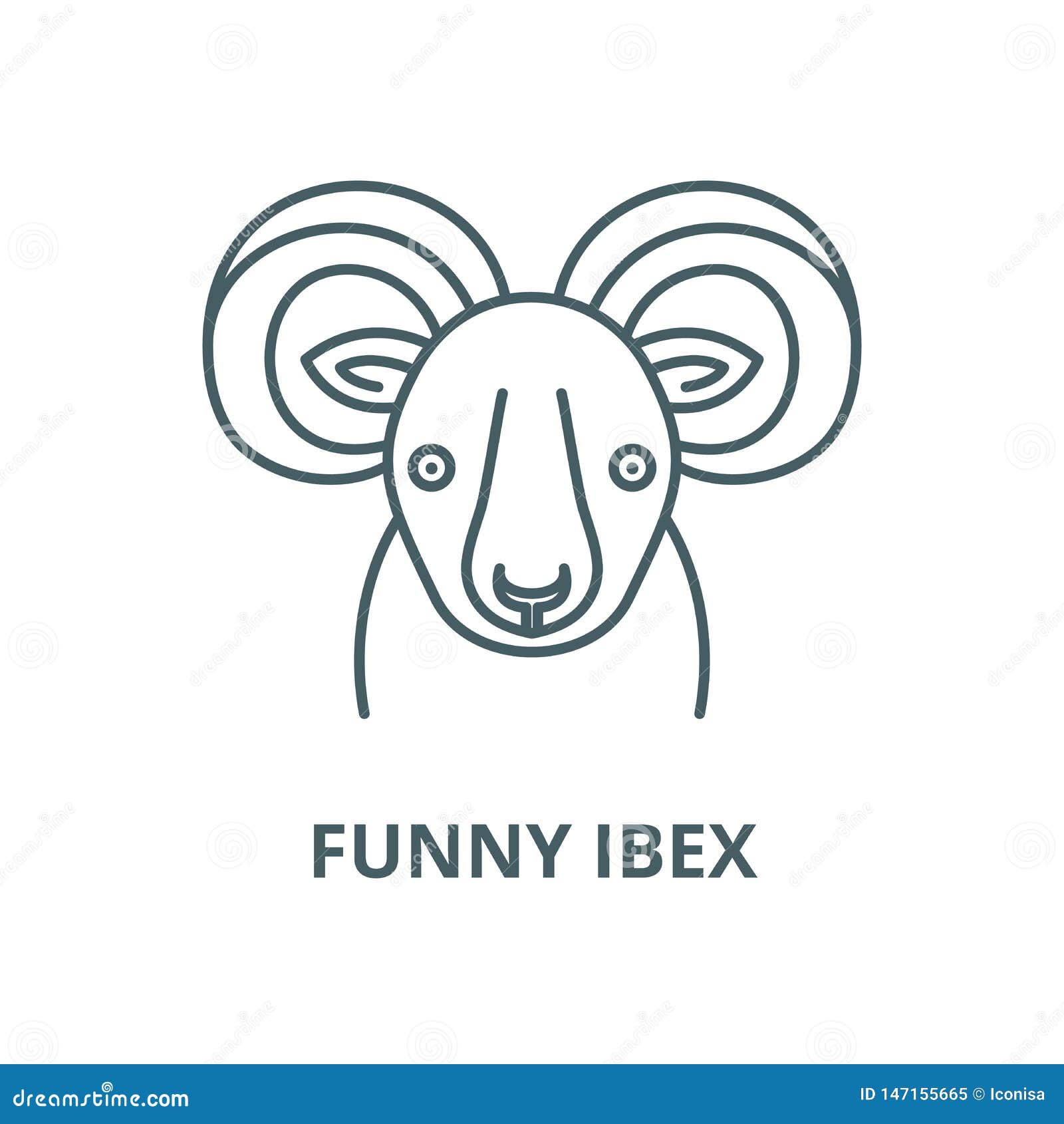 Funny Ibex Vector Line Icon, Linear Concept, Outline Sign, Symbol Stock ...