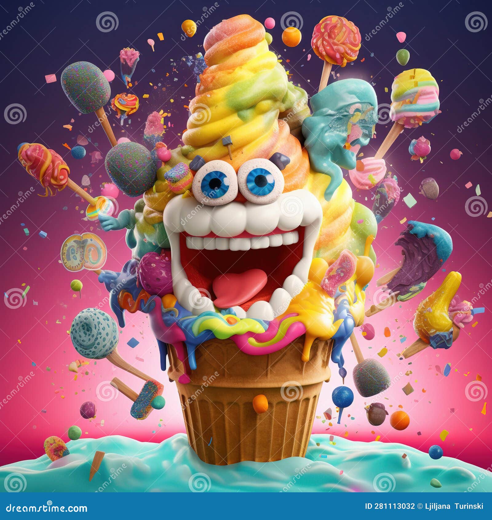 Funny Ice Cream.Melting Ice Cream Cone. Ice Cream Cone.concept Stock ...