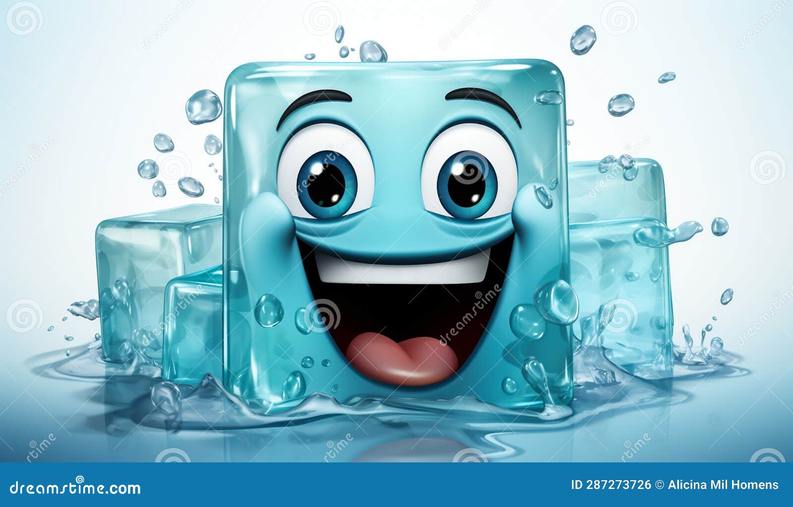 Funny Ice Cube with Smiling Face. AI Generated Stock Illustration ...