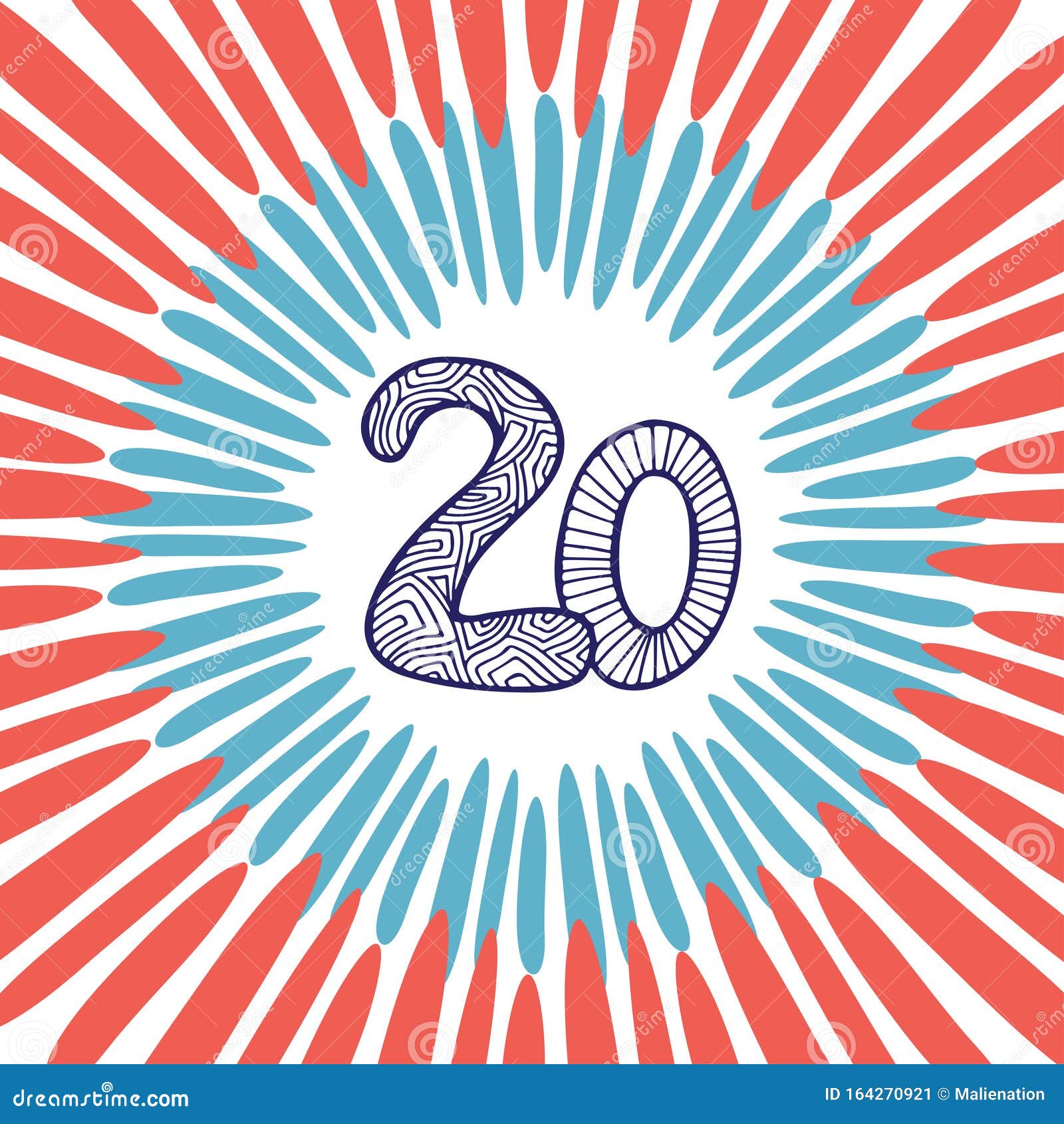 Funny Icon with Number Twenty. Vector Illustration Stock Vector ...