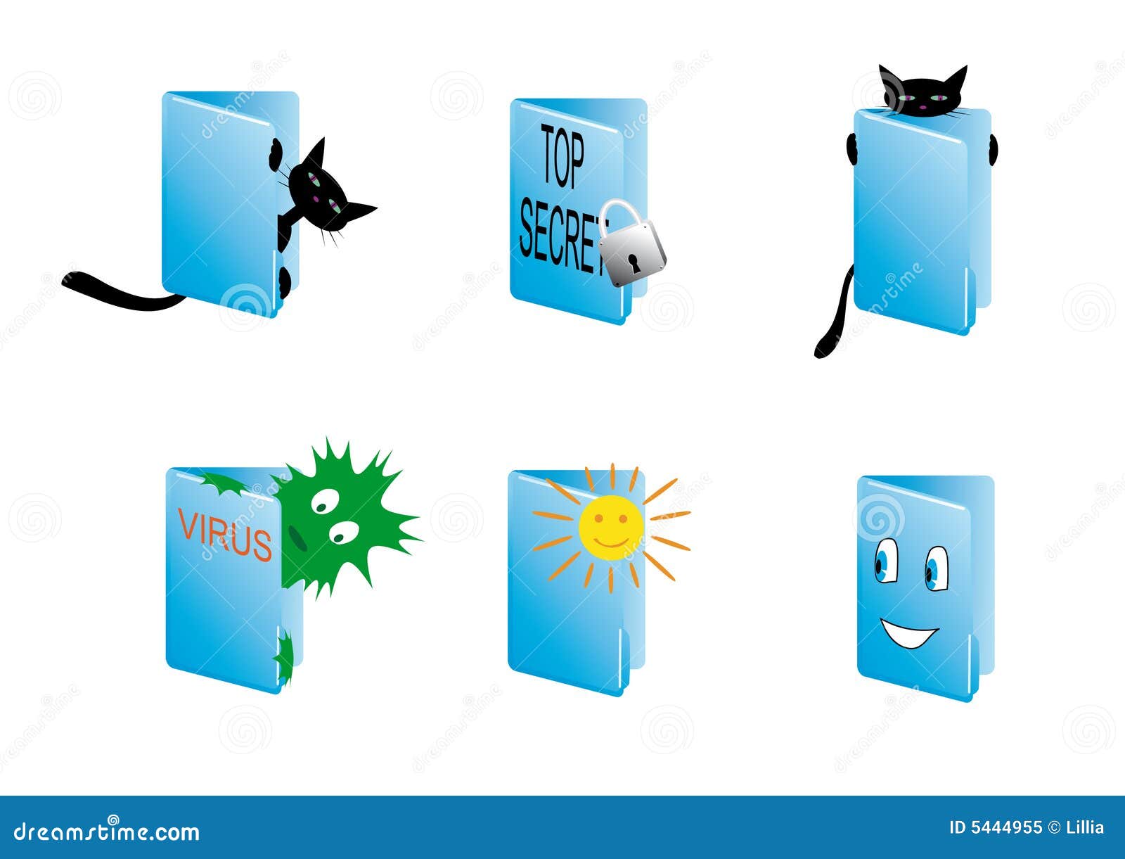 Funny icons for office stock illustration. Illustration of lock - 5444955