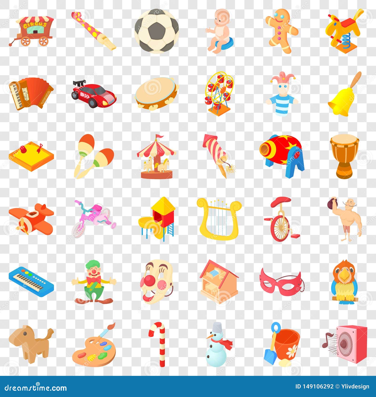 Funny Icons Set, Cartoon Style Stock Vector - Illustration of balloon ...