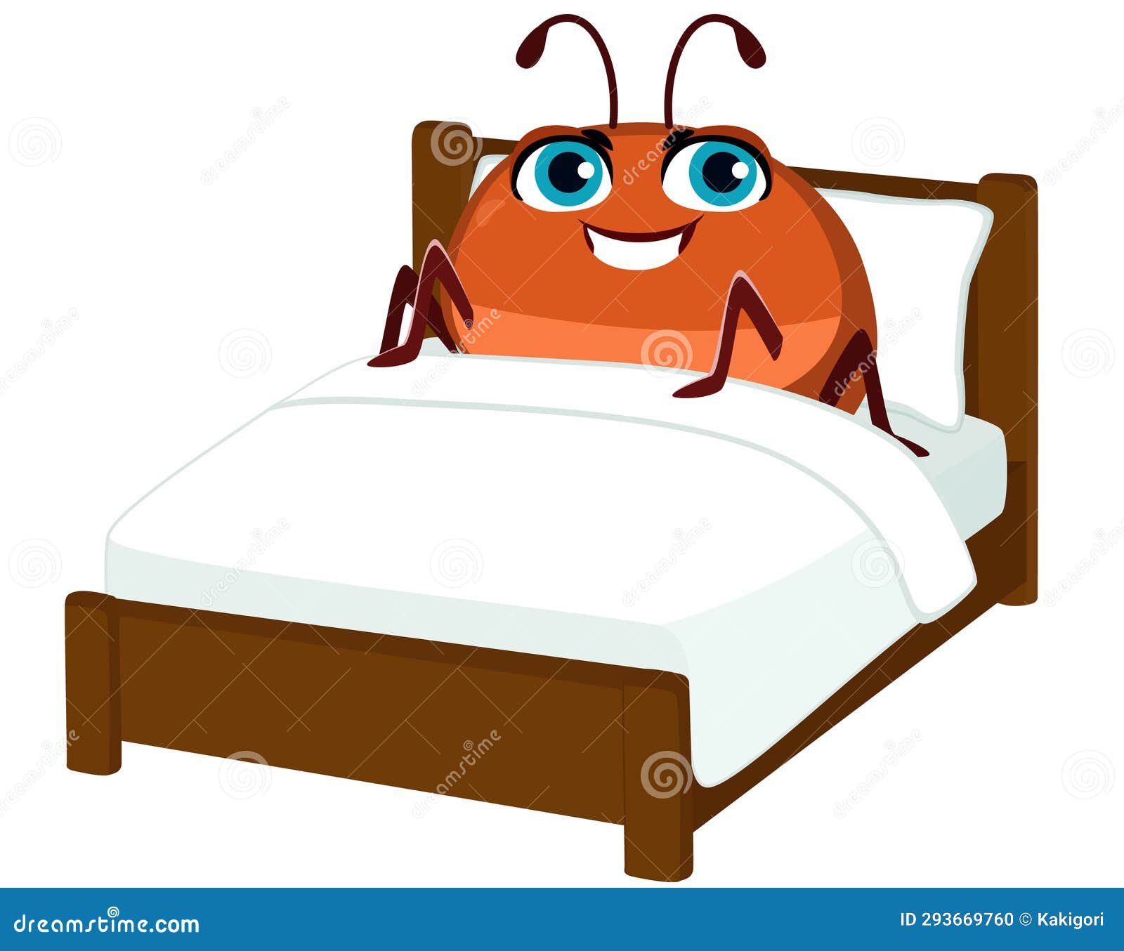 Bed Bug Smiling Happy Cartoon Character Stock Vector - Illustration of ...