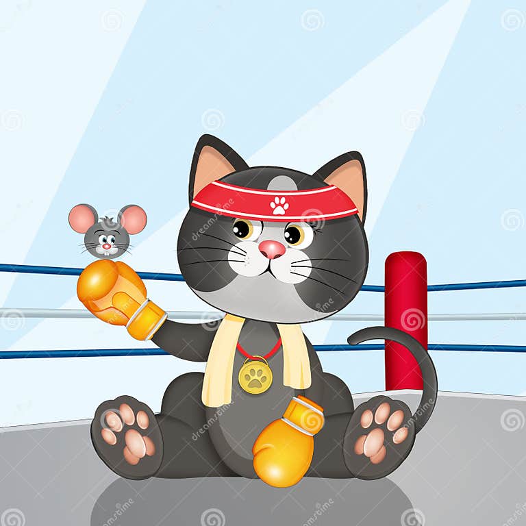 Illustration of boxer cat stock illustration. Illustration of tail ...