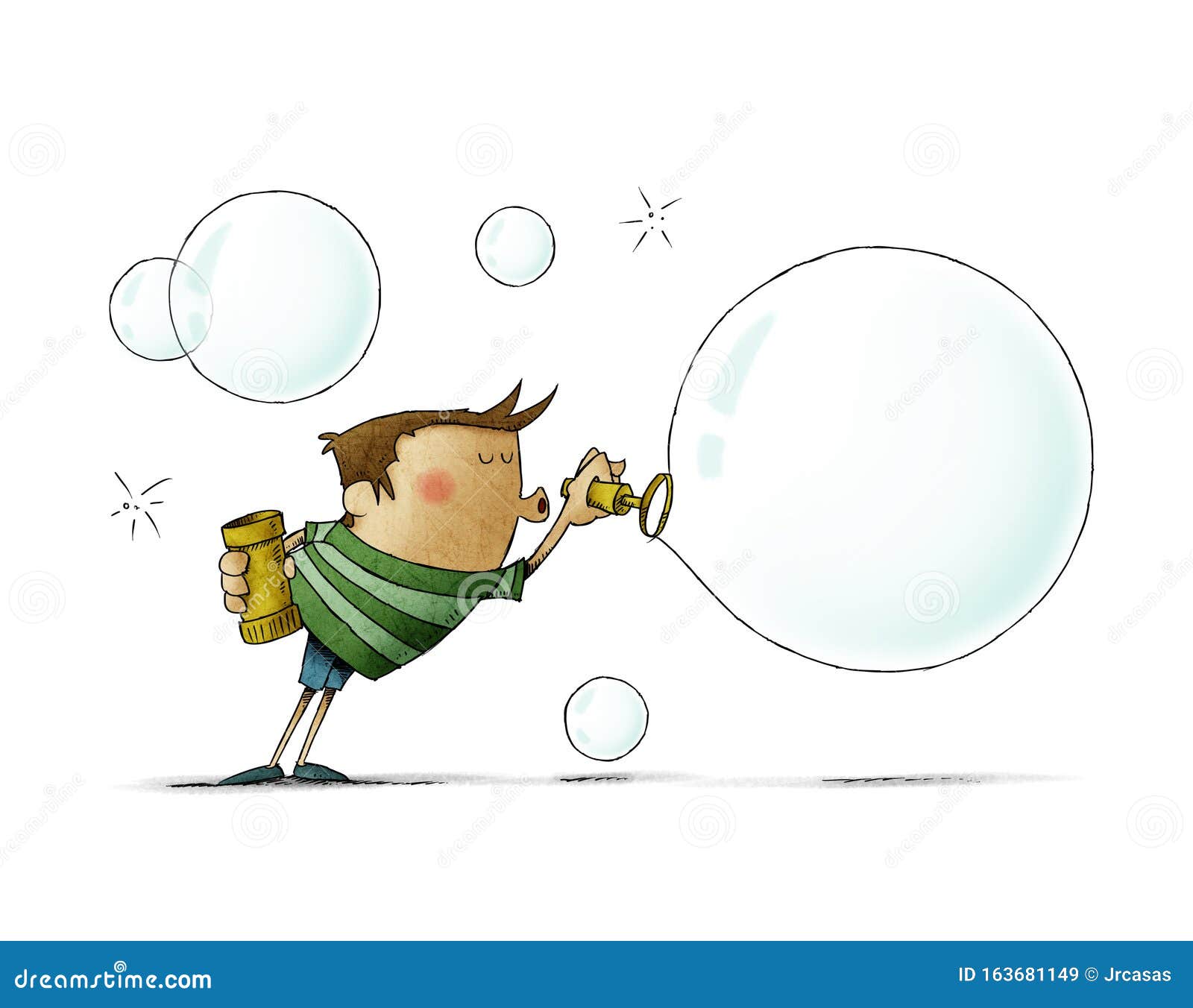 Boy Blowing Hard To Make a Big Soap Bubble. Isolated Stock Illustration ... Boy Blowing Hard To Make a Big Soap Bubble. Isolated Stock Illustration ...