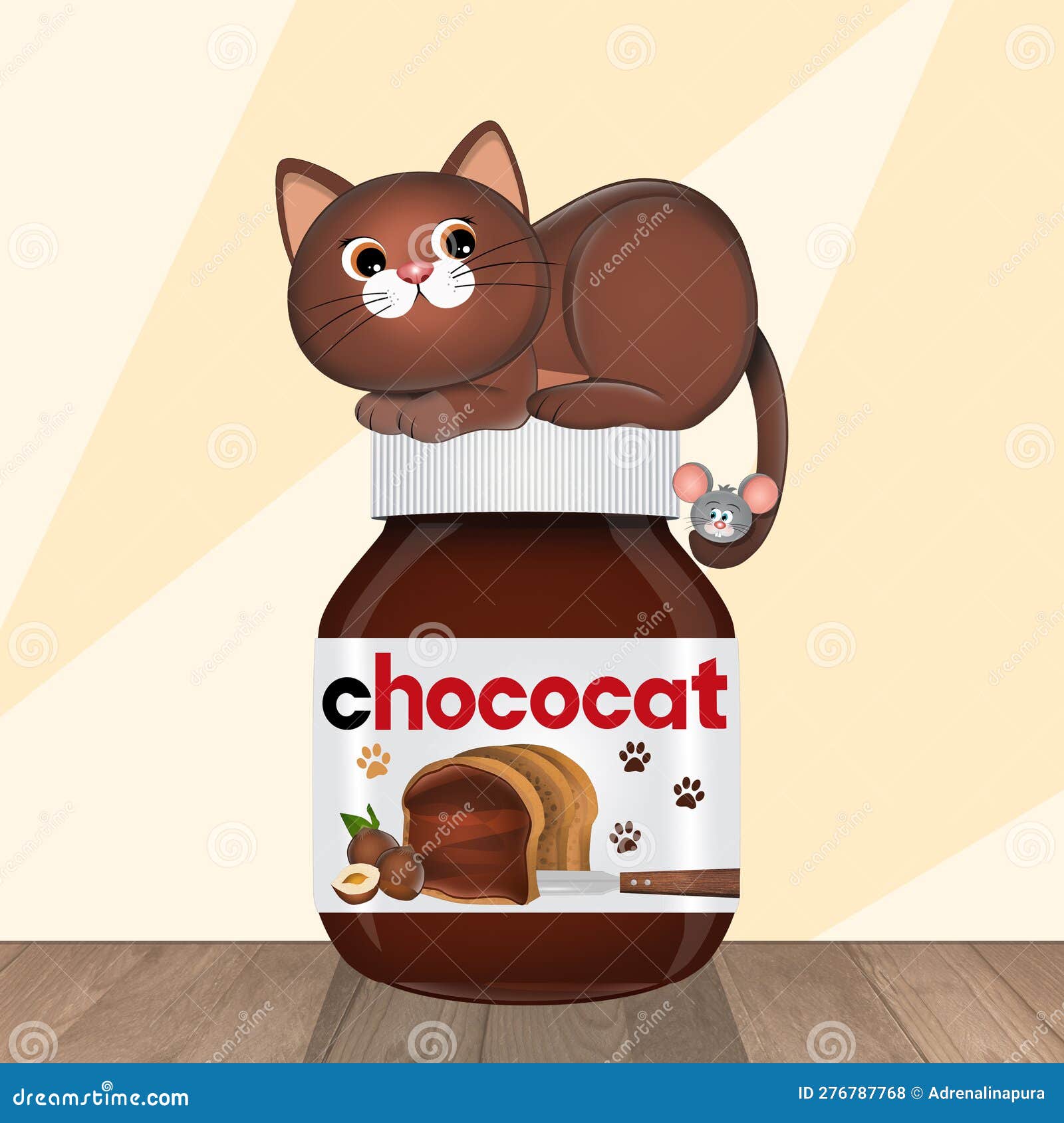 Illustration of Brown Cat on Chocolate Stock Illustration ...
