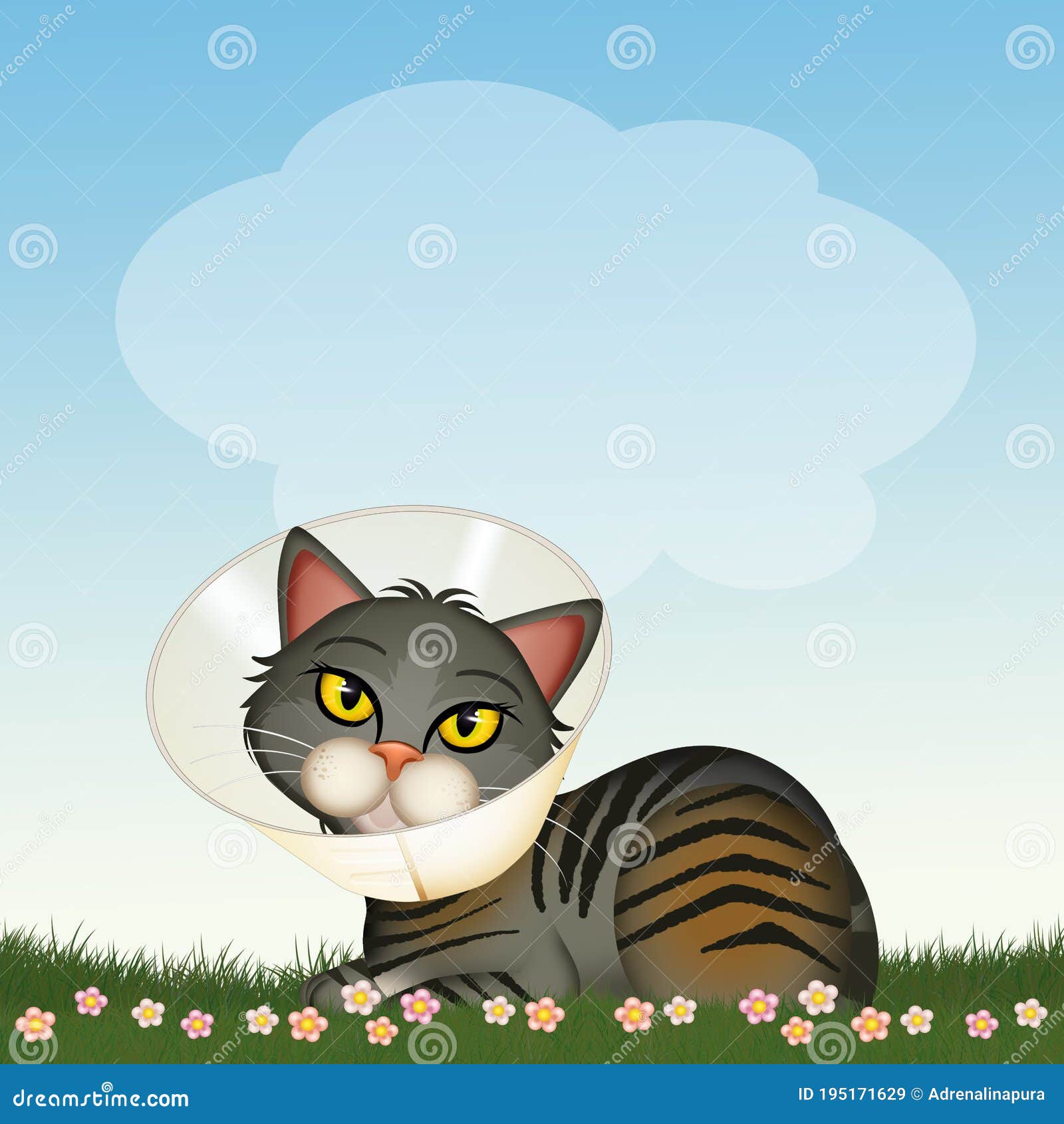 Illustration of Cat with Funnel Collar Stock Illustration ...