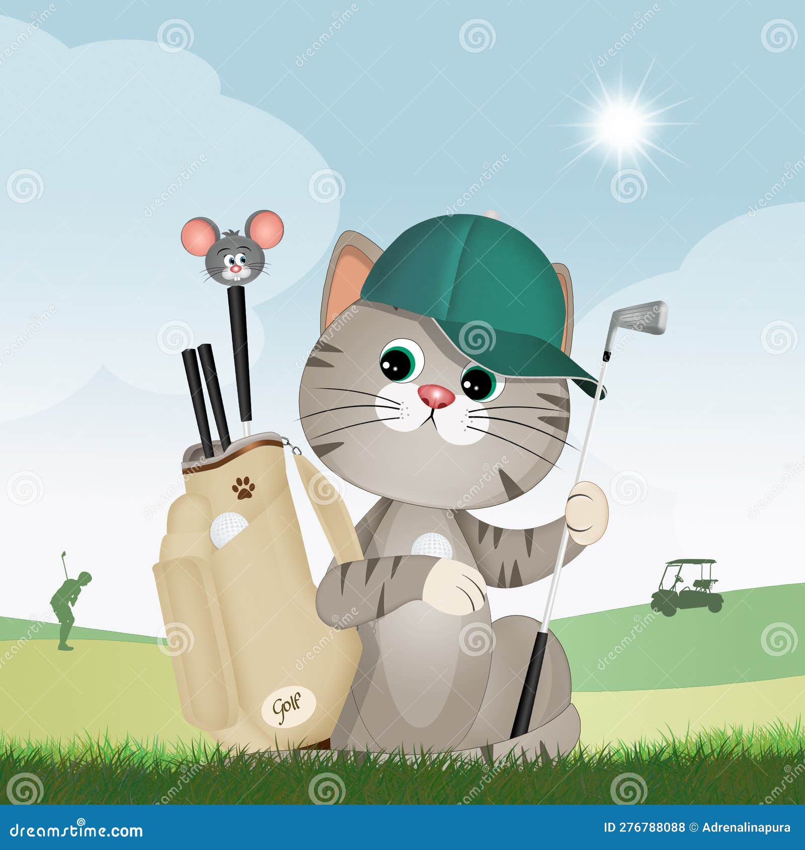 Illustration of Cat Plays Golf Stock Illustration - Illustration of ...