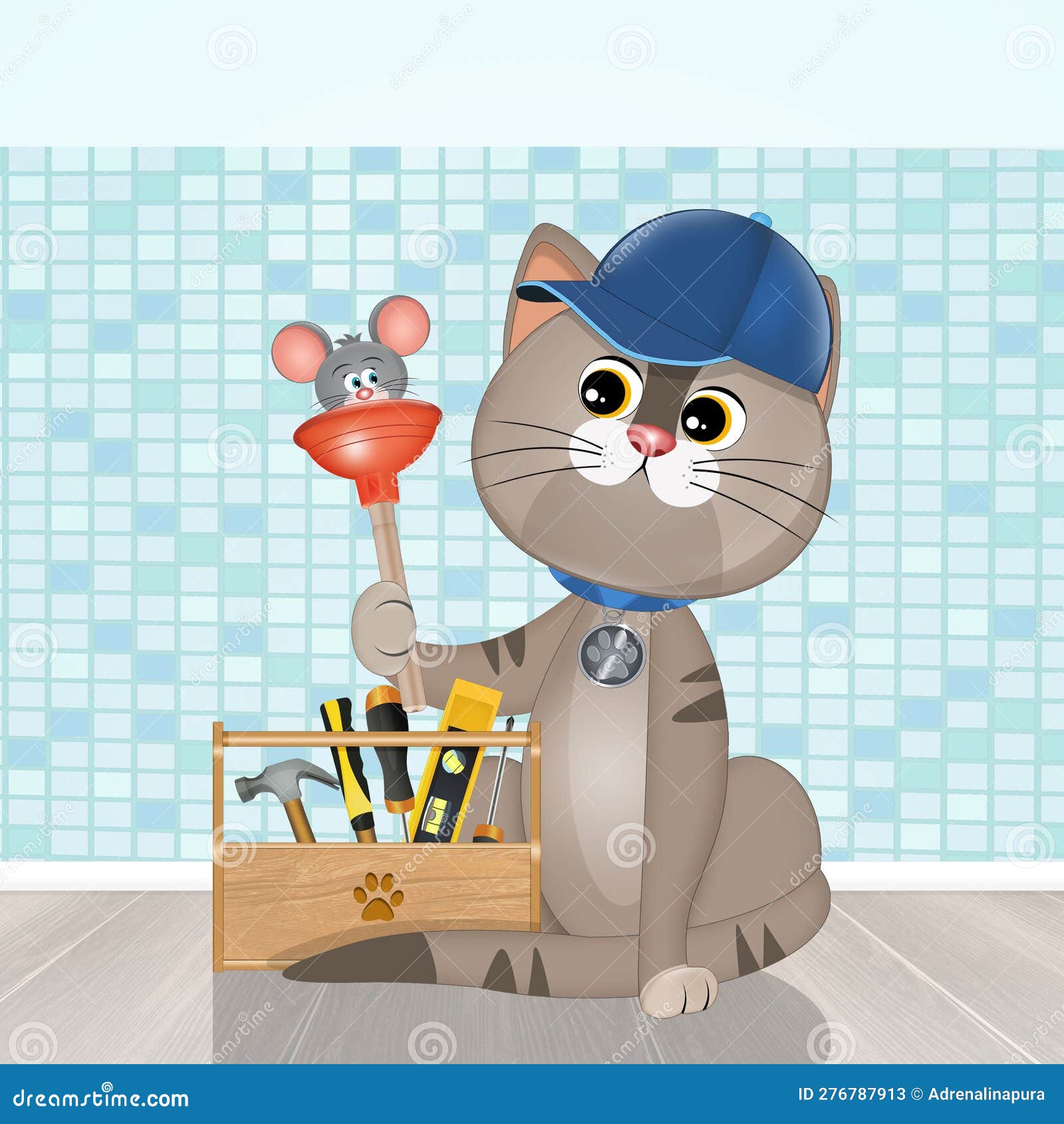 Illustration of Cat Plumber Stock Illustration - Illustration of cute ...