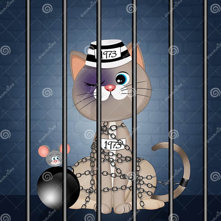 Illustration of Cat in Prison Stock Illustration - Illustration of ...