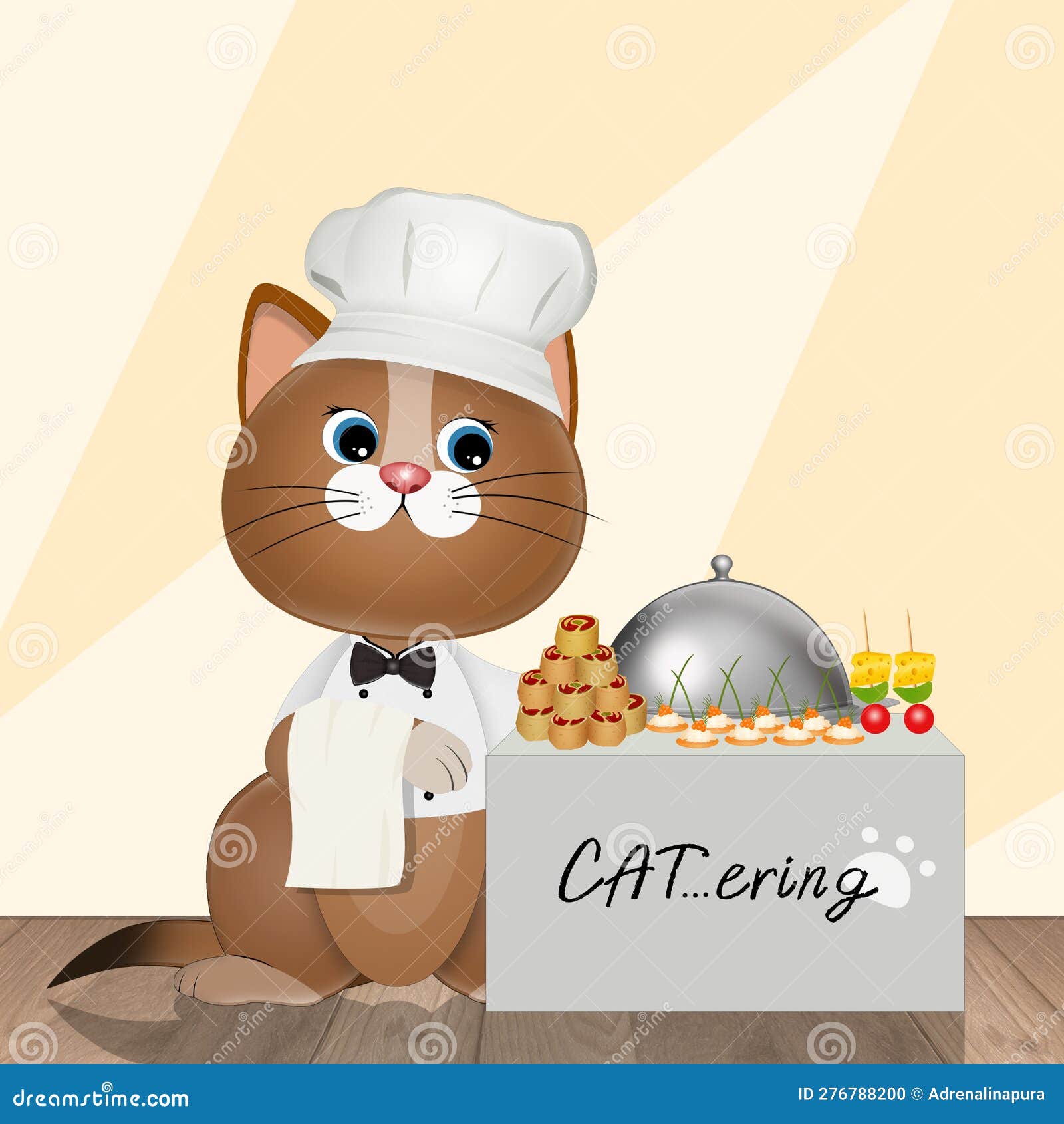 Illustration of Catering Service with Cat Stock Illustration ...