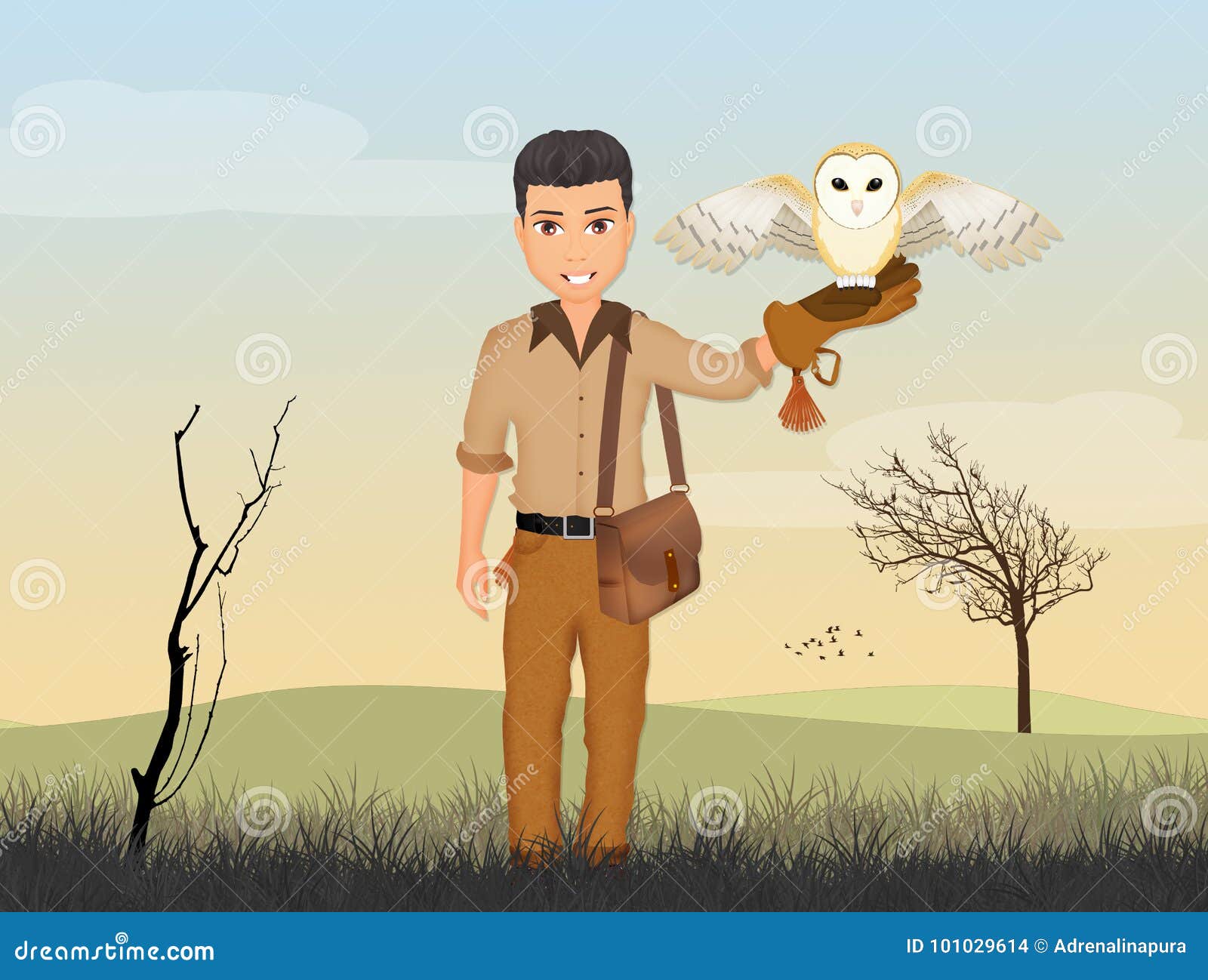 Illustration of falconer stock illustration. Illustration of nature ...