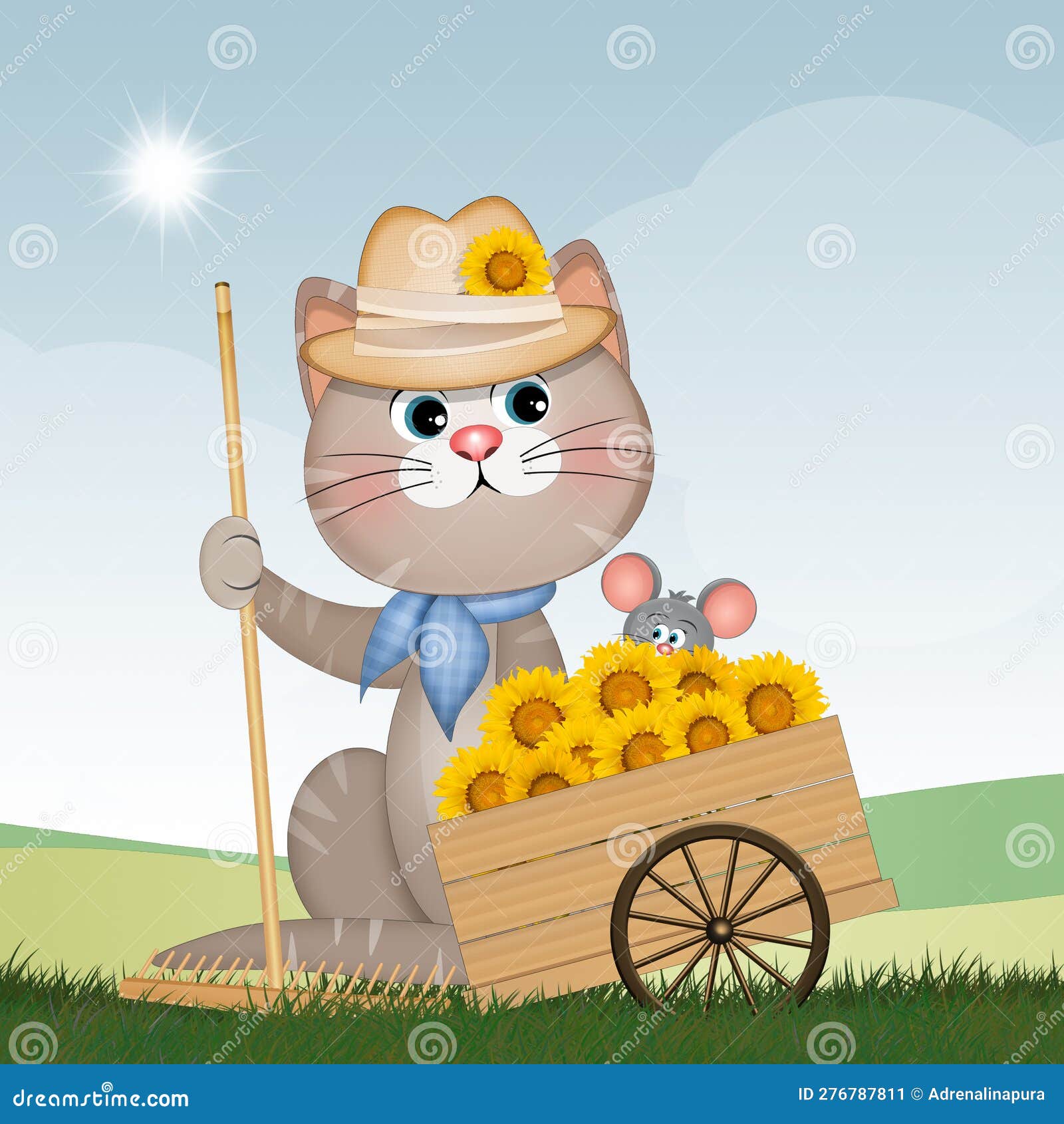 Illustration of farmer cat stock illustration. Illustration of lovers ...