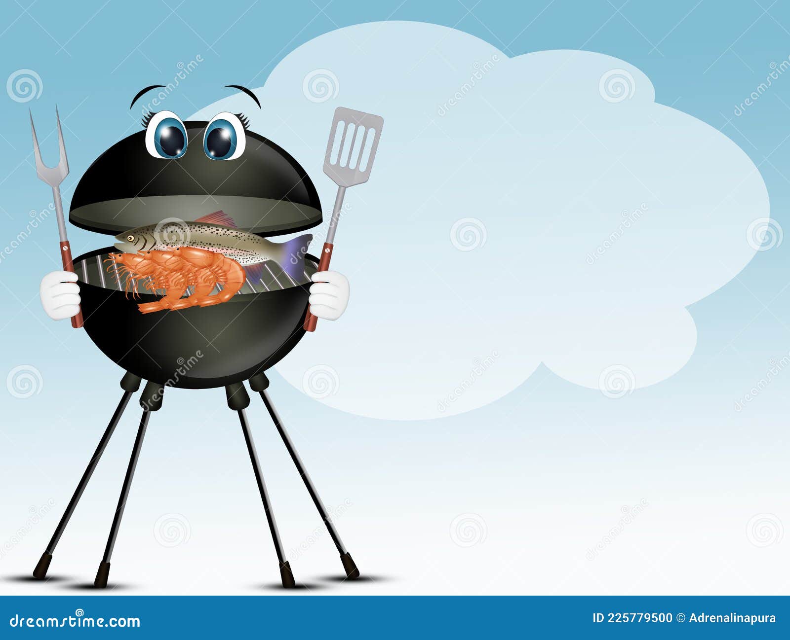 Illustration of Grilled Fish Barbecue Stock Illustration - Illustration ...
