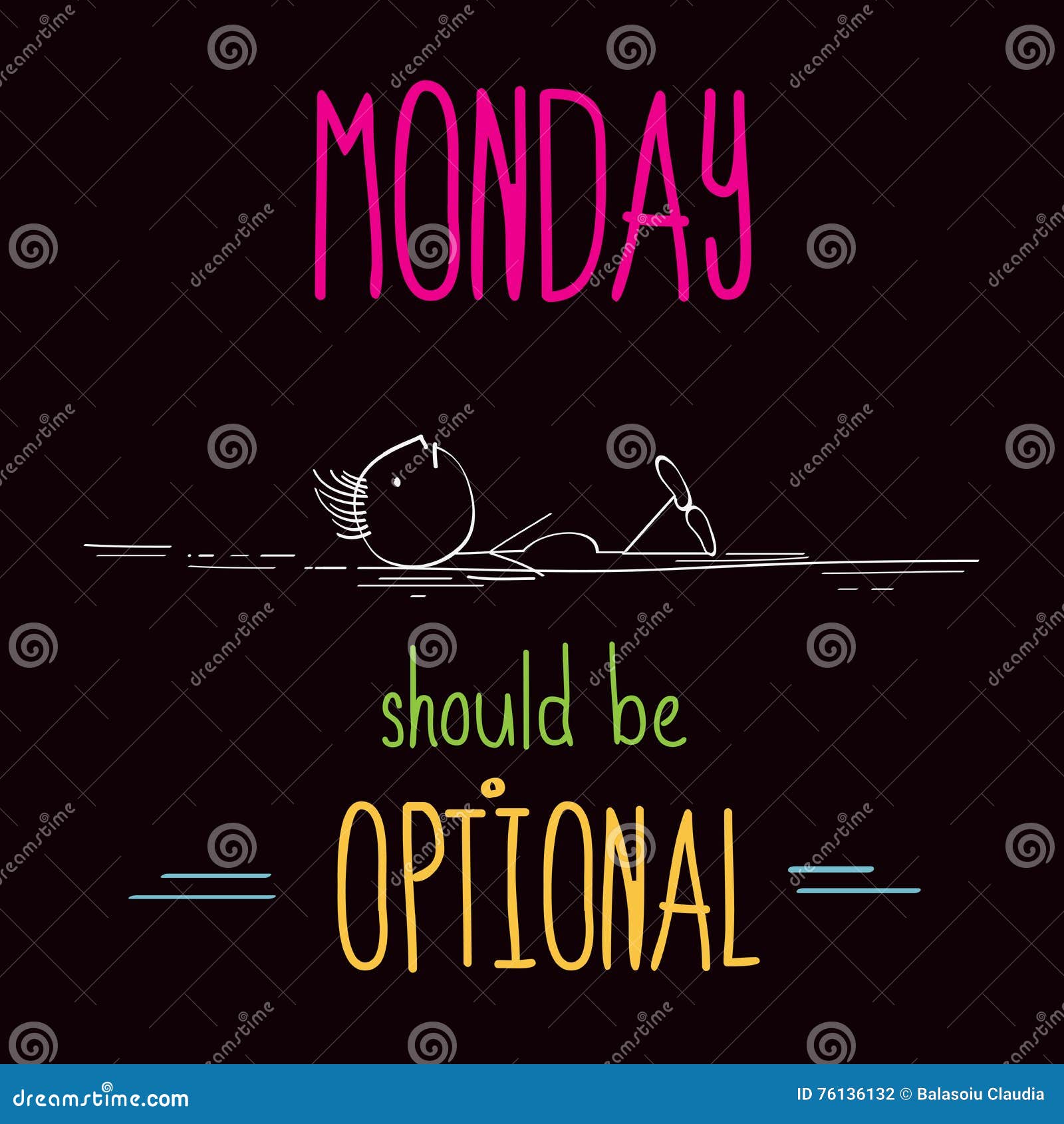 Funny Illustration with Message Stock Vector - Illustration of monday ...