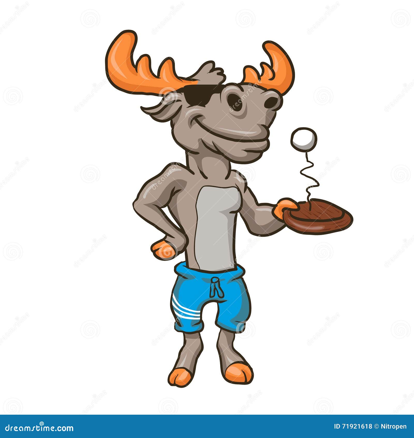 Funny Illustration of a Moose with Racket and Ball Stock Vector ...