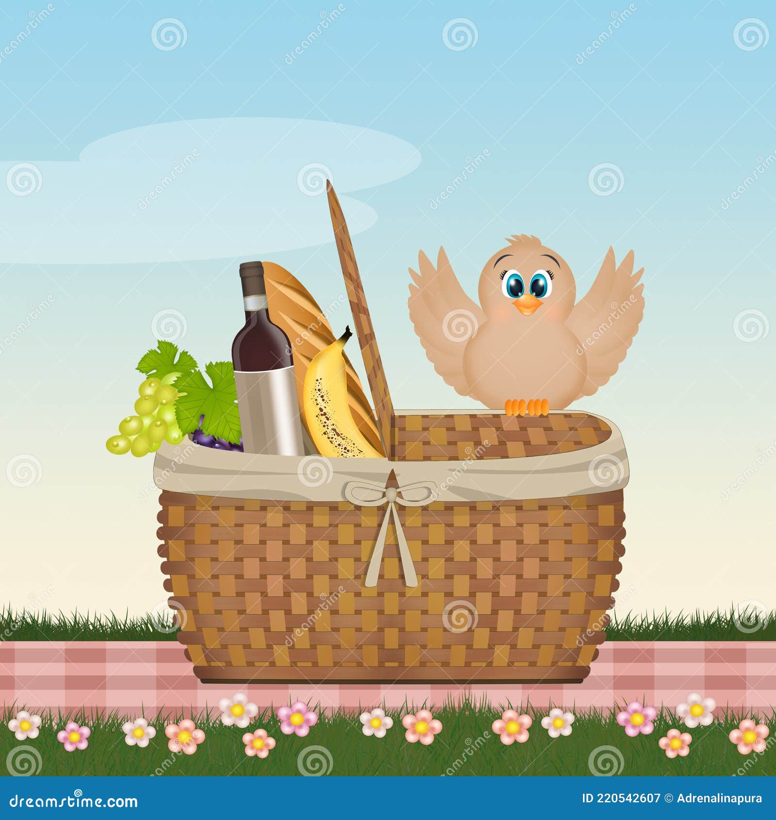 Funny Illustration of Picnic Stock Illustration - Illustration of ...