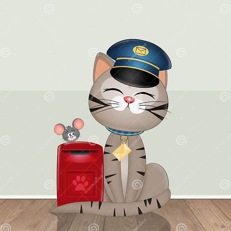 Illustration of Postman Cat Stock Illustration - Illustration of post ...