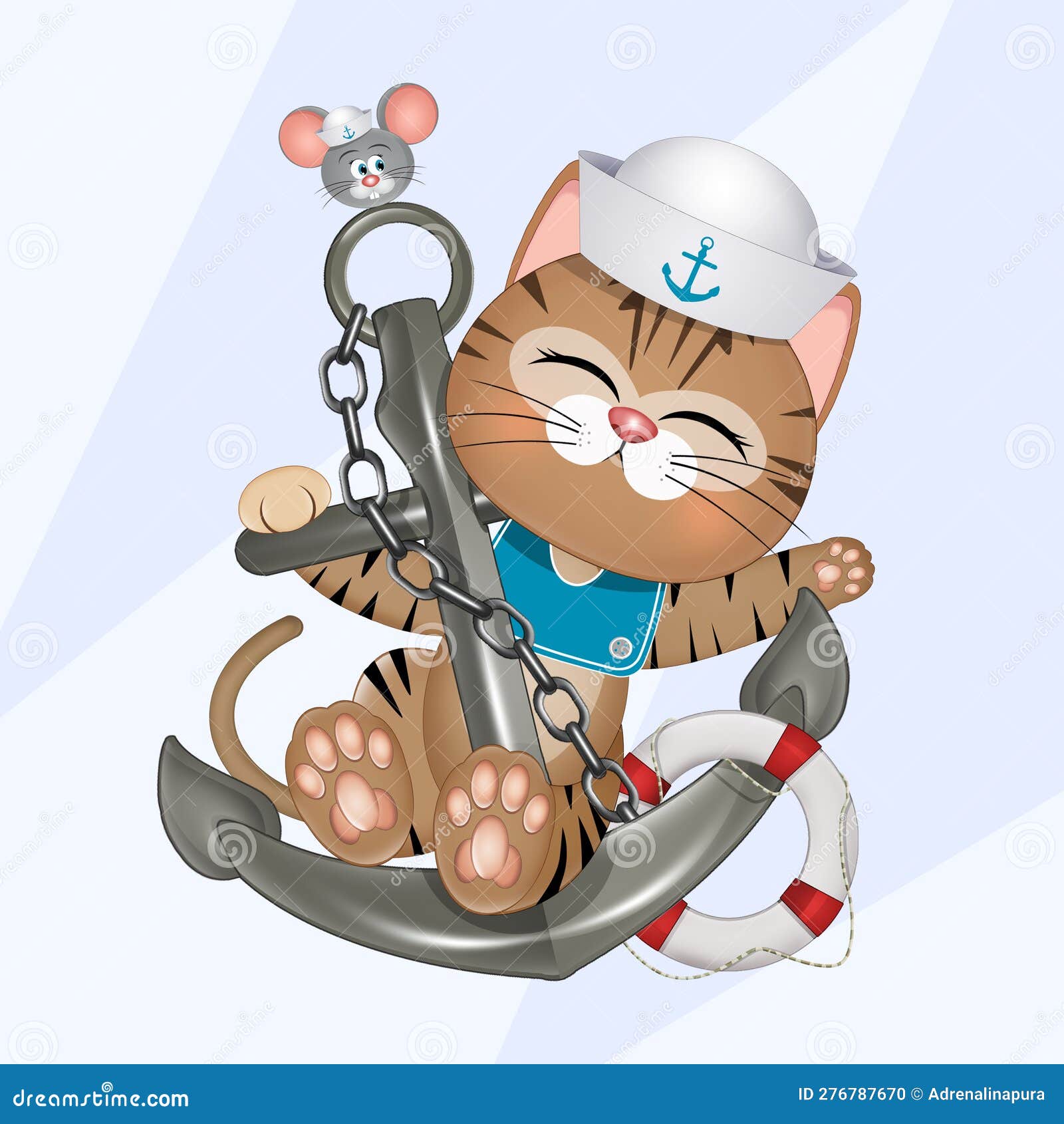 Illustration of Sailor Cat on Anchor Stock Illustration - Illustration ...