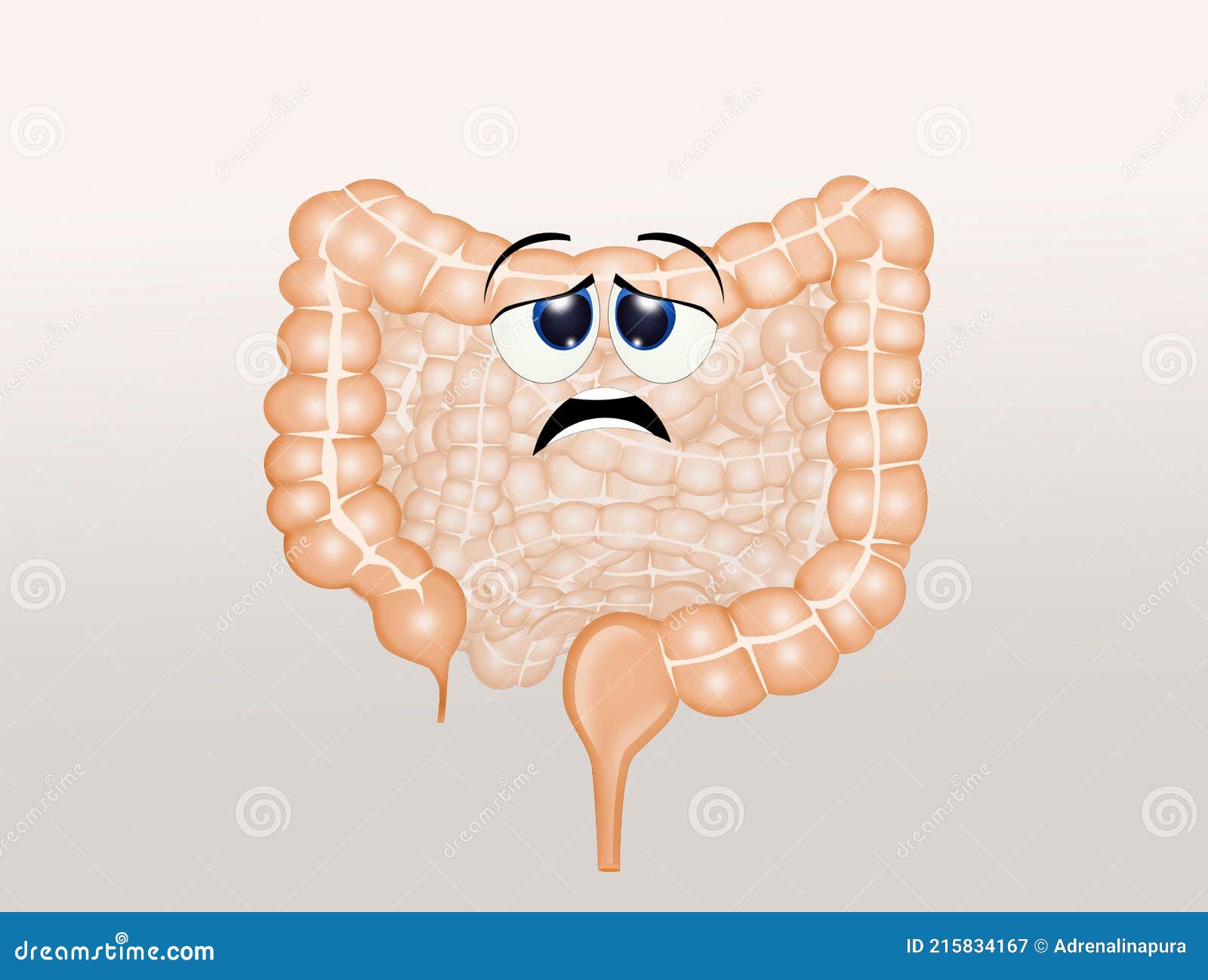 Sad Sick Intestine Cartoon Character Vector Illustration ...