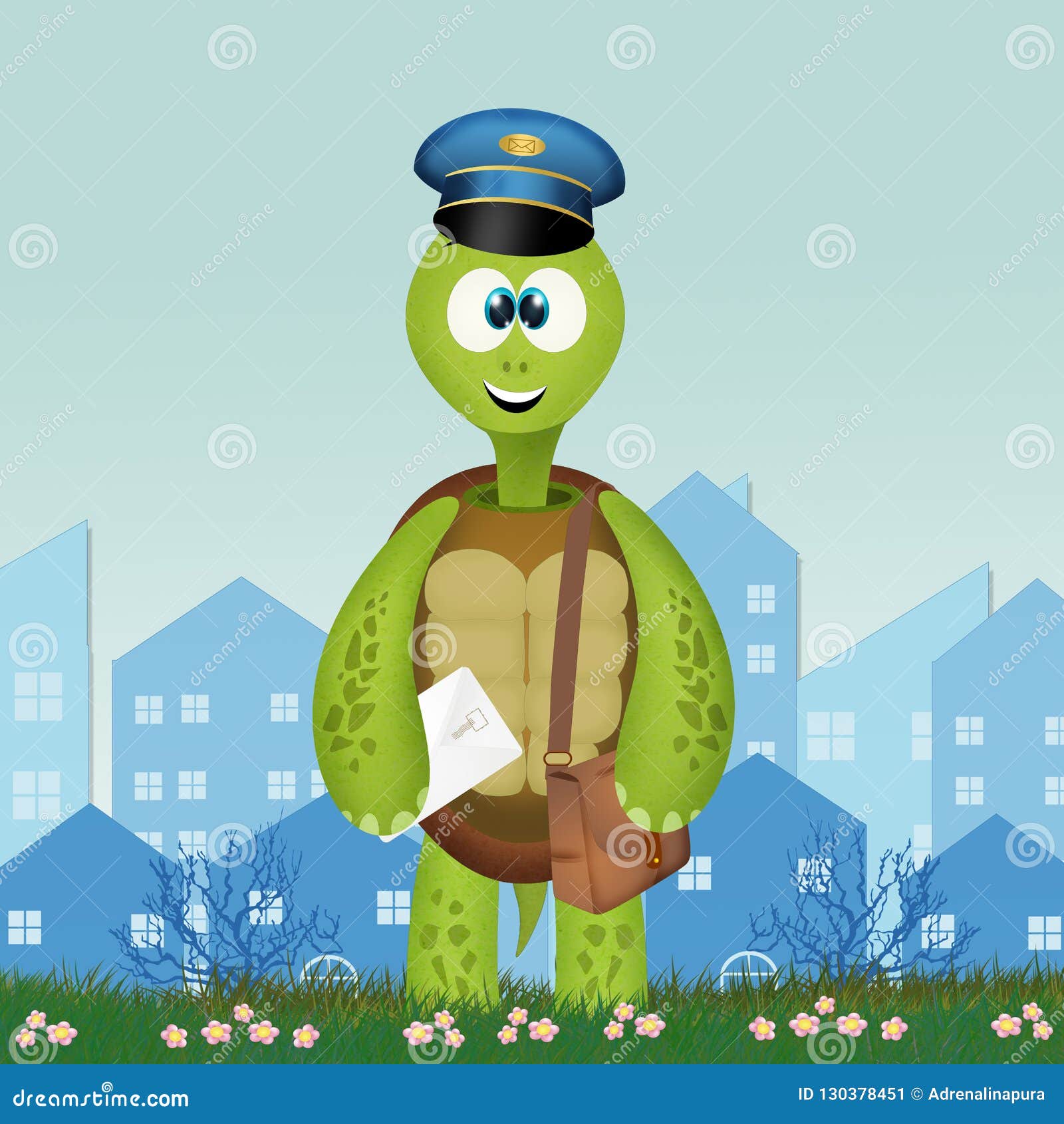 Illustration of Turtle Postman Stock Illustration - Illustration of ...