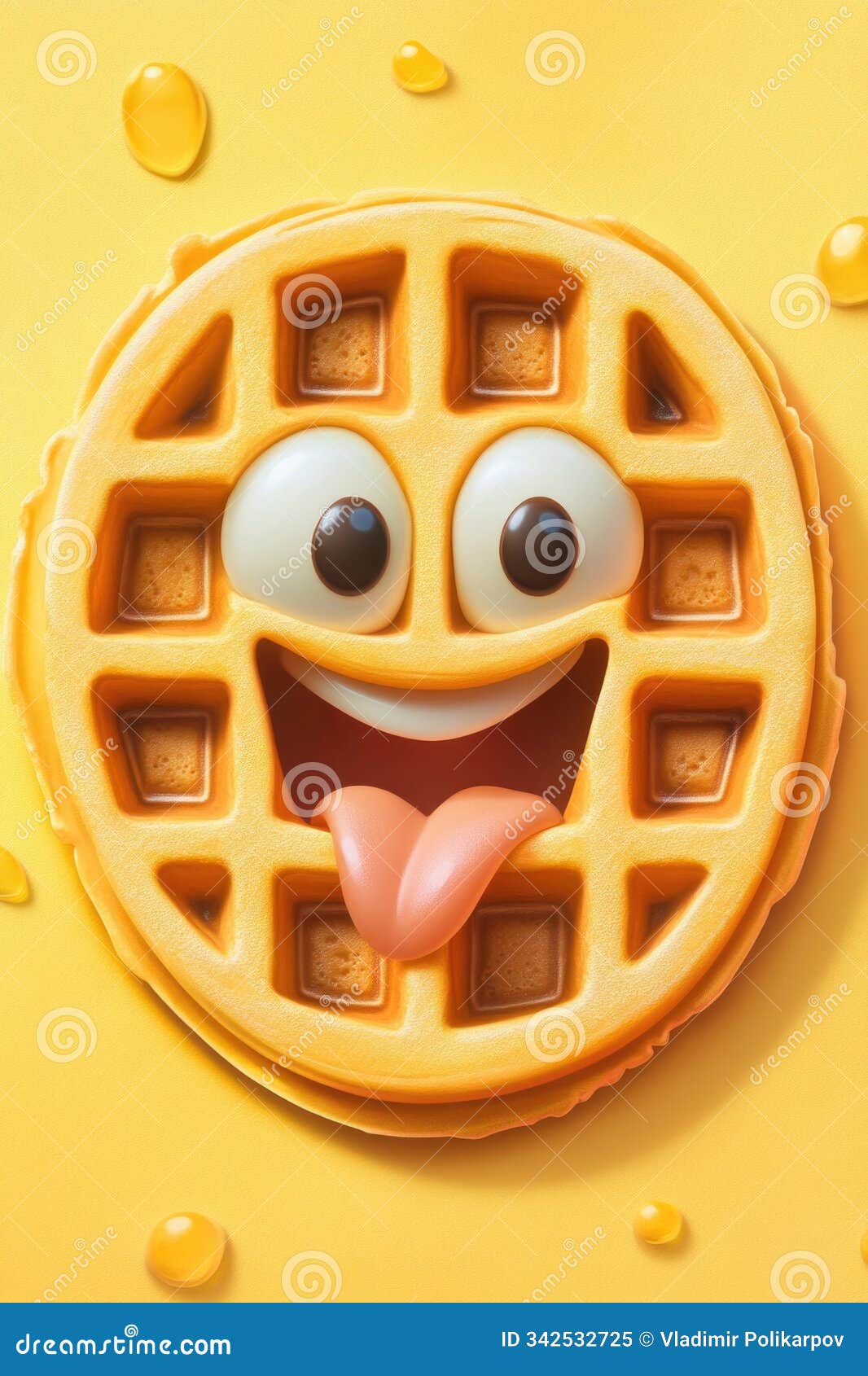 A Funny Illustration of a Waffle with a Face Emerging from Its Surface ...