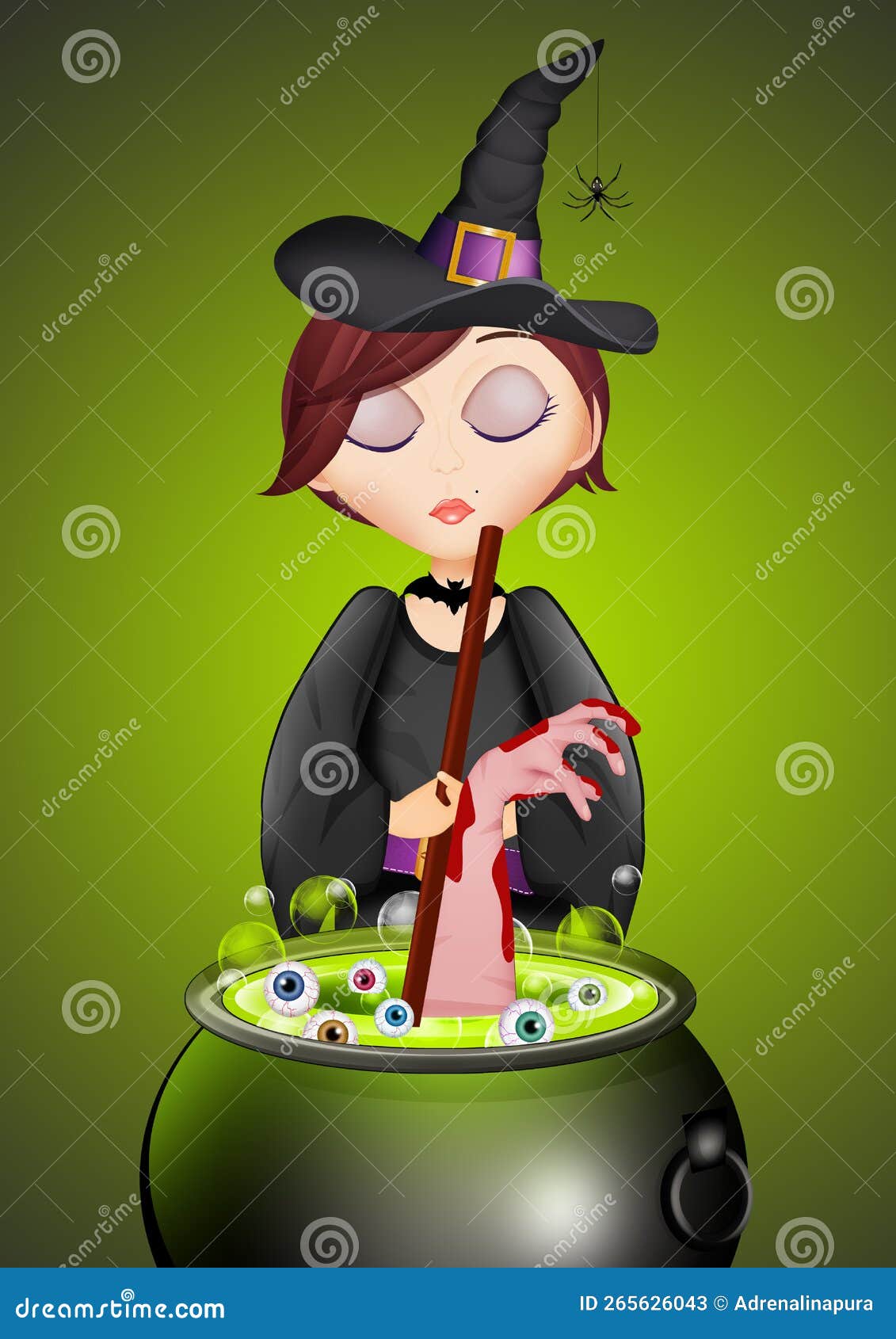 Illustration of Witch with Cauldron Stock Illustration - Illustration ...