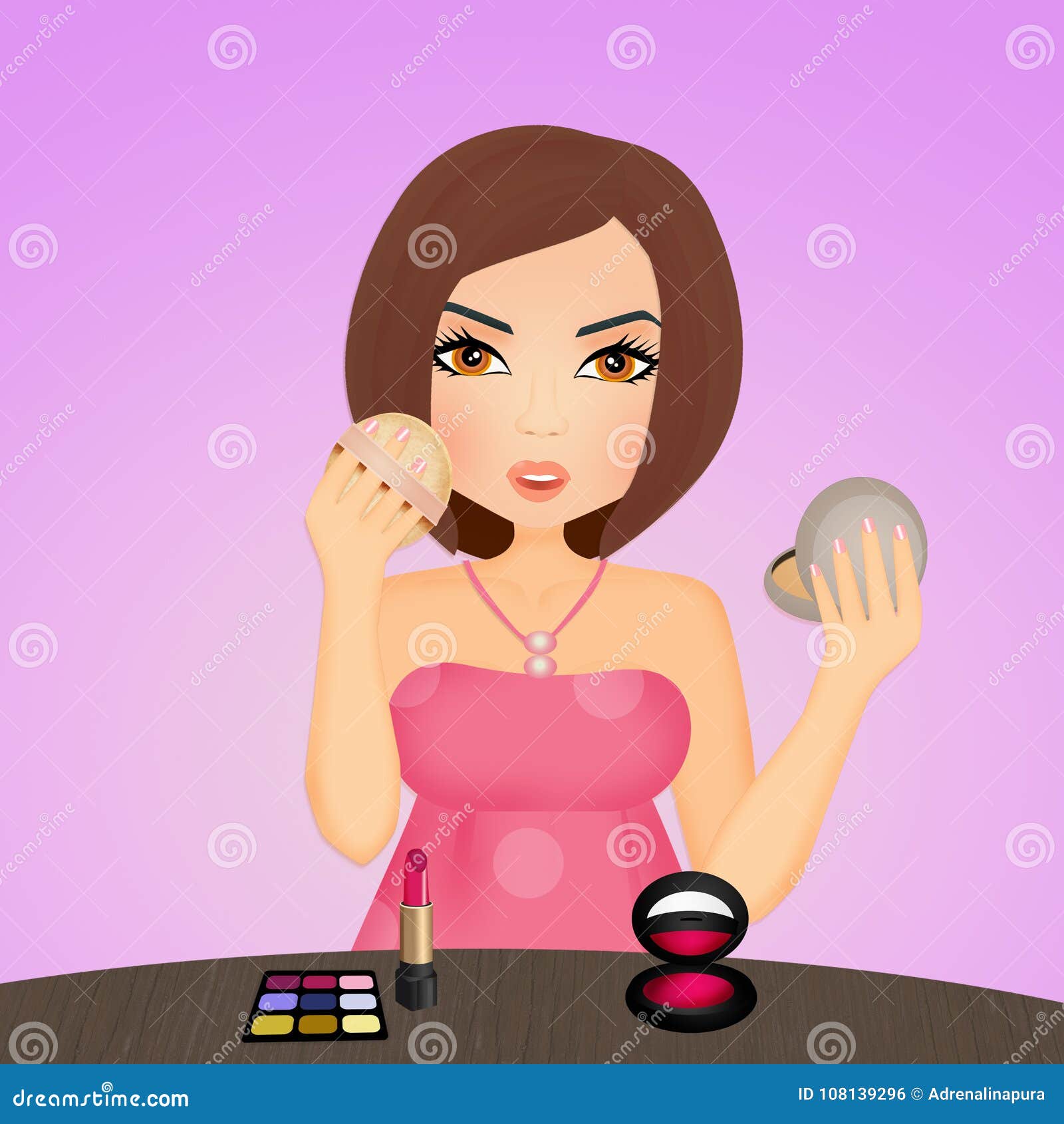 Illustration Of Woman Makeup Stock Illustration Illustration Of