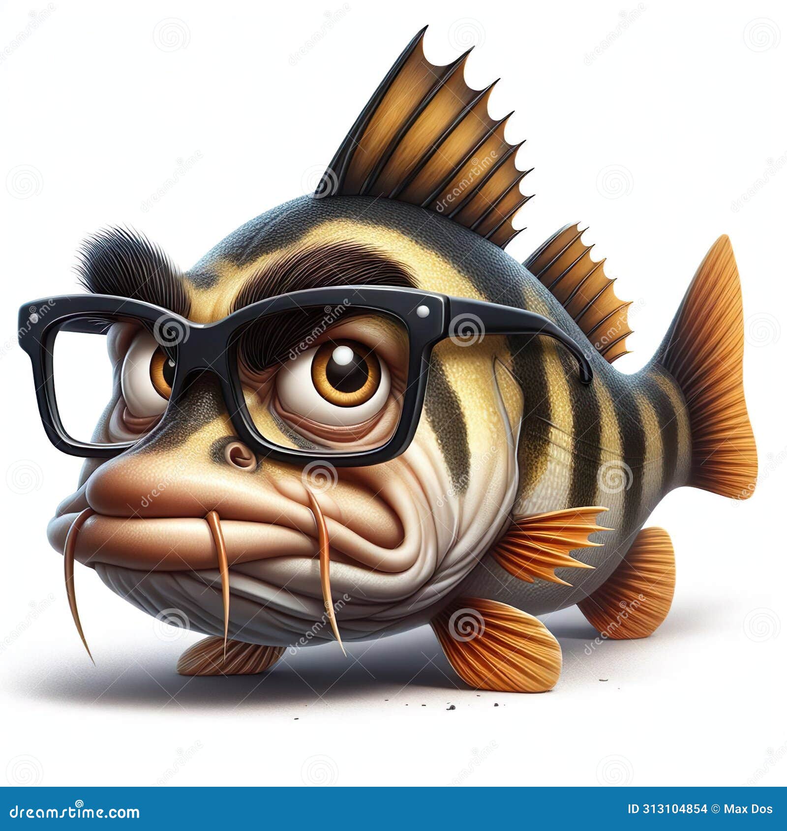 Illustration Of Zander Fish In Black And White Style. Design Element ...