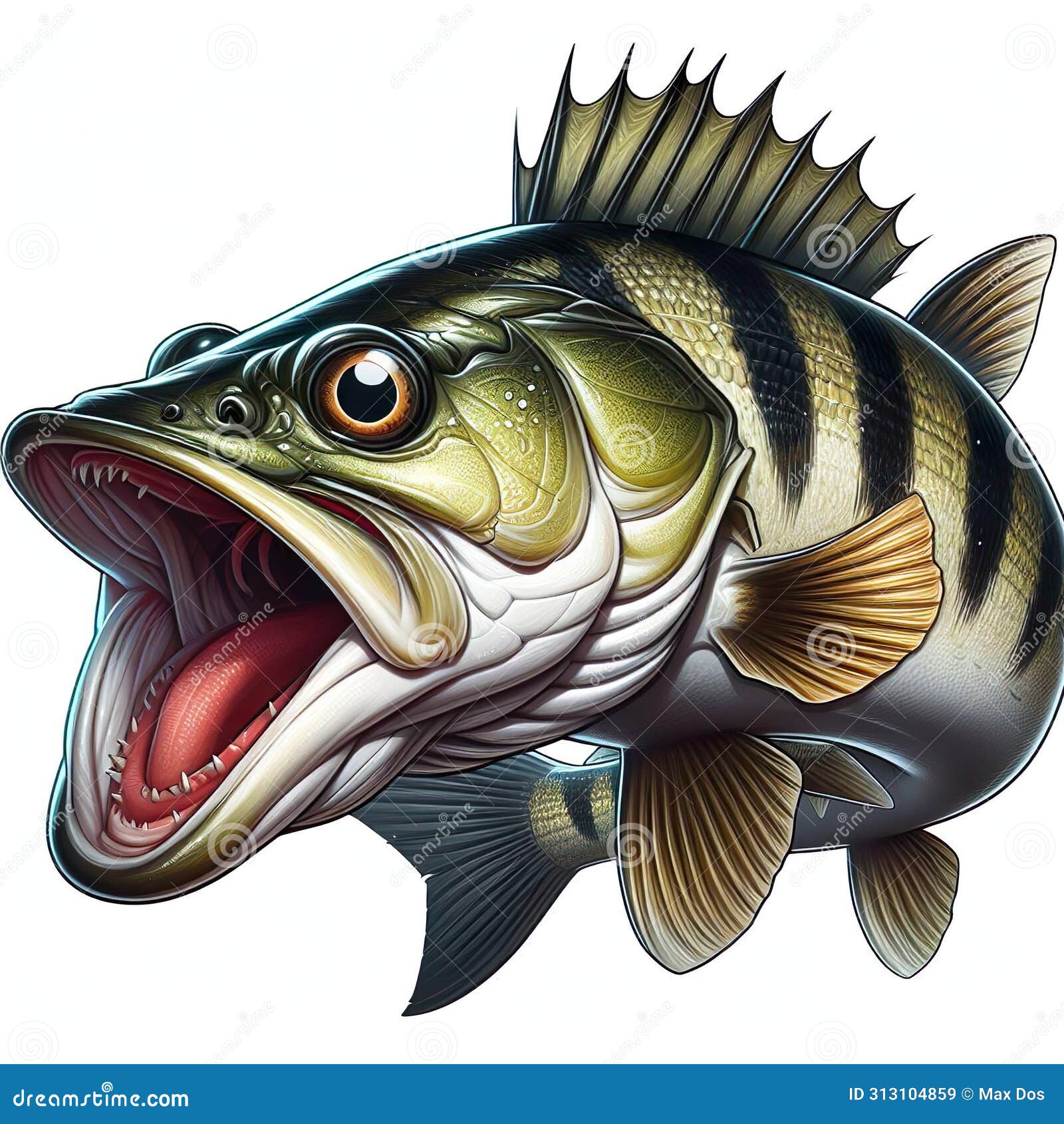 Funny Illustration Of A Zander Fish | CartoonDealer.com #313104859