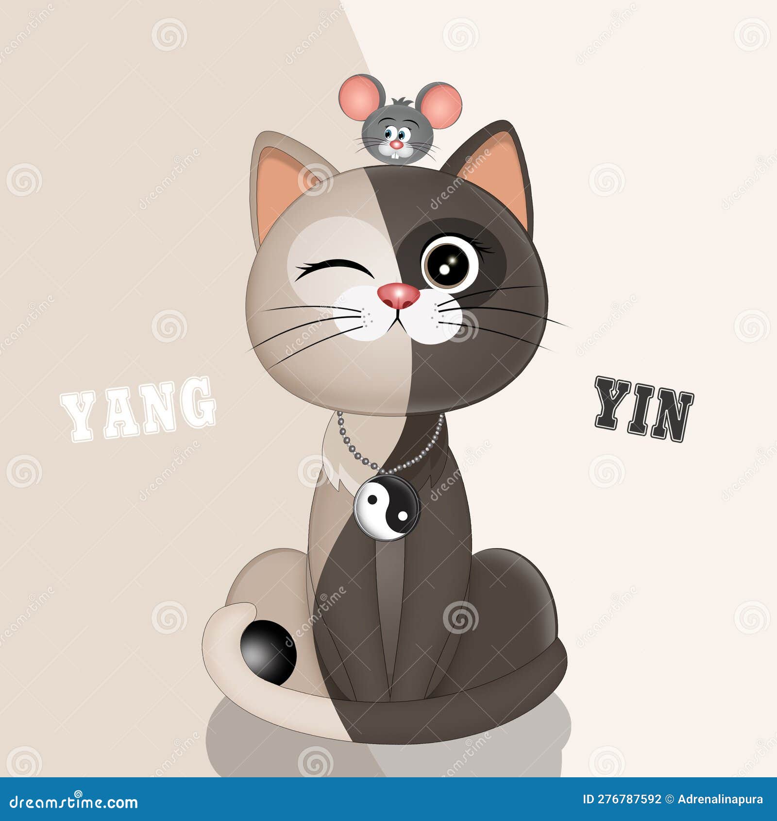 Funny Illustration of Zen Cat Stock Illustration - Illustration of ...